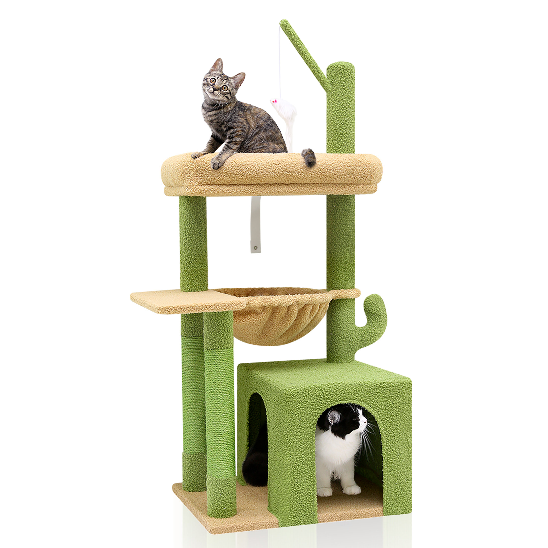 George Oliver Cactus Cat Tree Tower - Sturdy Cat Condo With Scratching ...