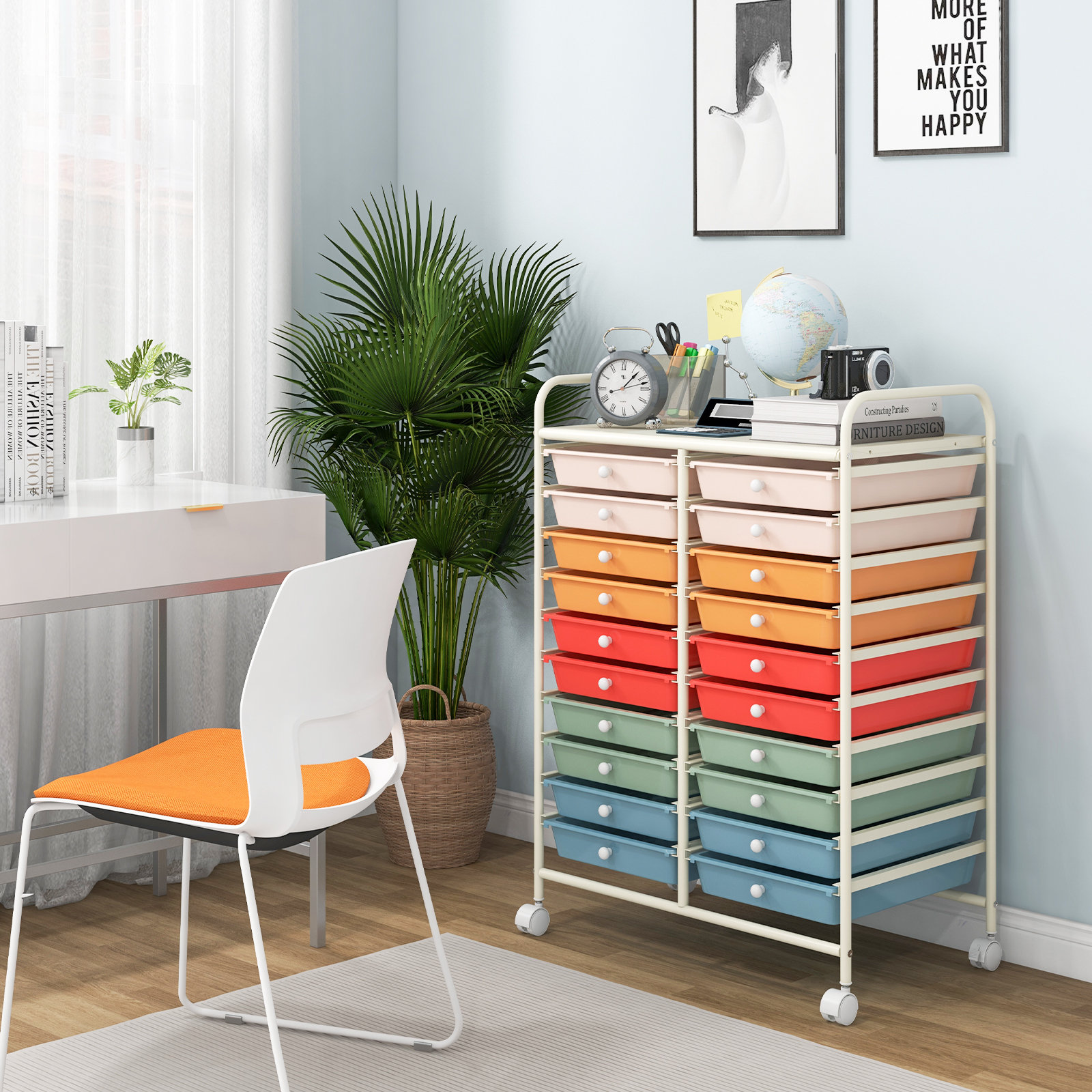 17 Stories 20 Drawer Rolling Storage Cart Home Office Storage Organizer ...