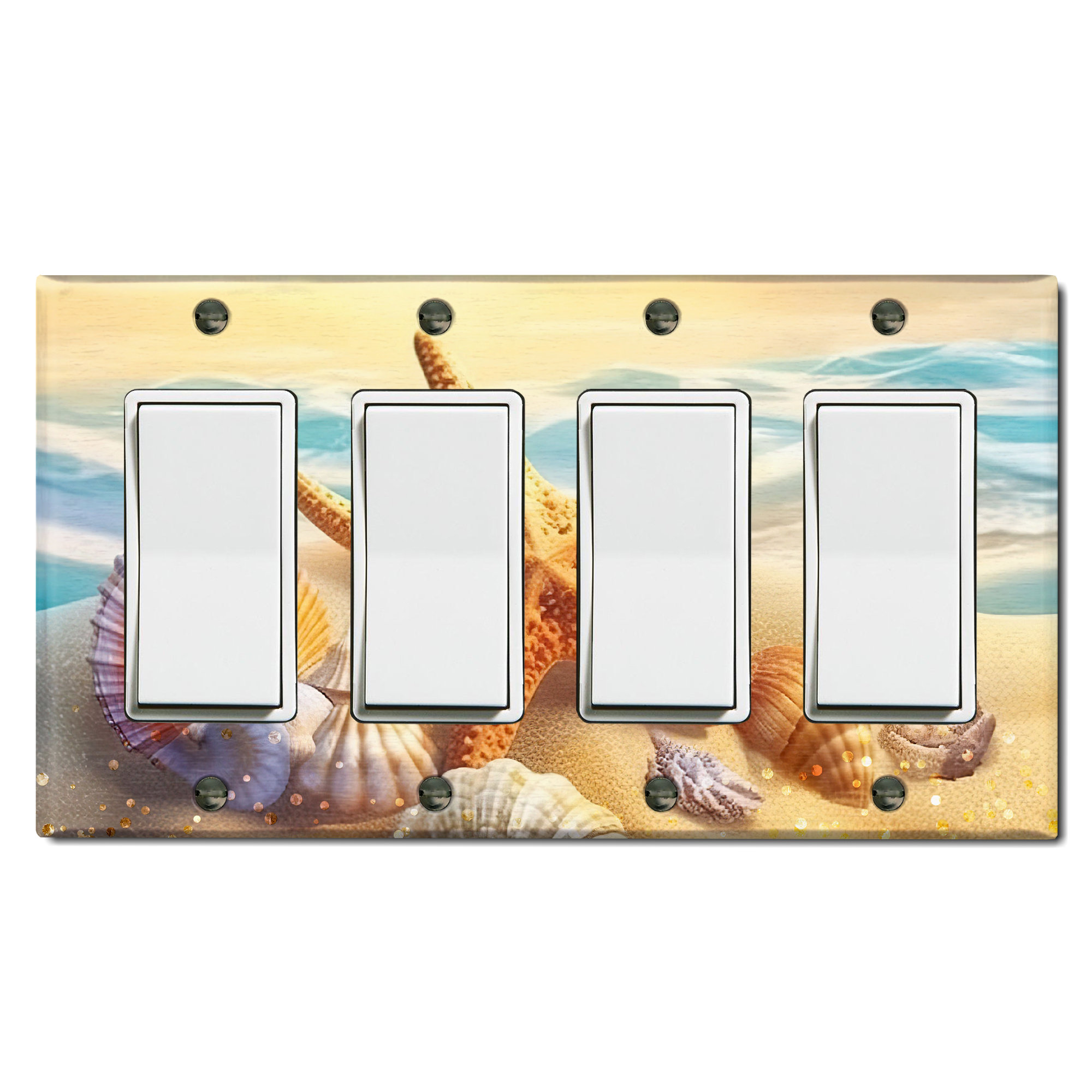 WorldAcc Metal Light Switch Plate Outlet Cover (Ocean Star Fish Sea ...