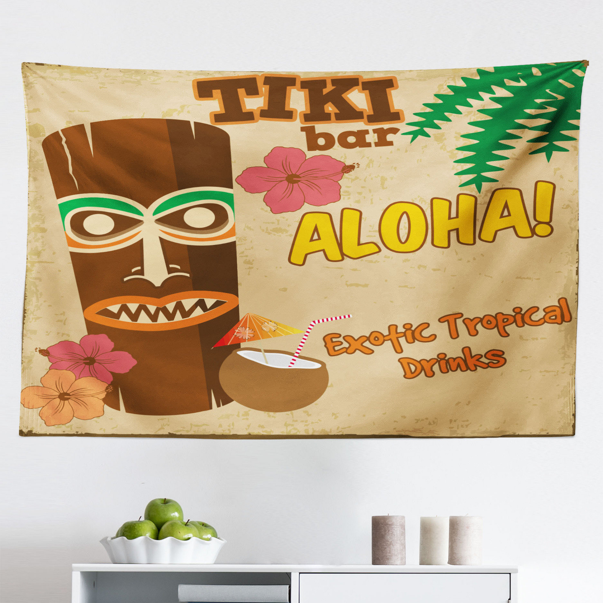 East Urban Home Ambesonne Tiki Bar Tapestry, Polynesian Tropical Drink ...