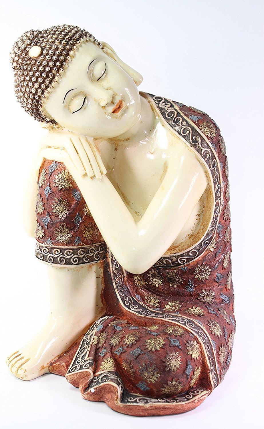 Bungalow Rose Large Aged Red Resting Meditating Buddha Figurine Peace ...