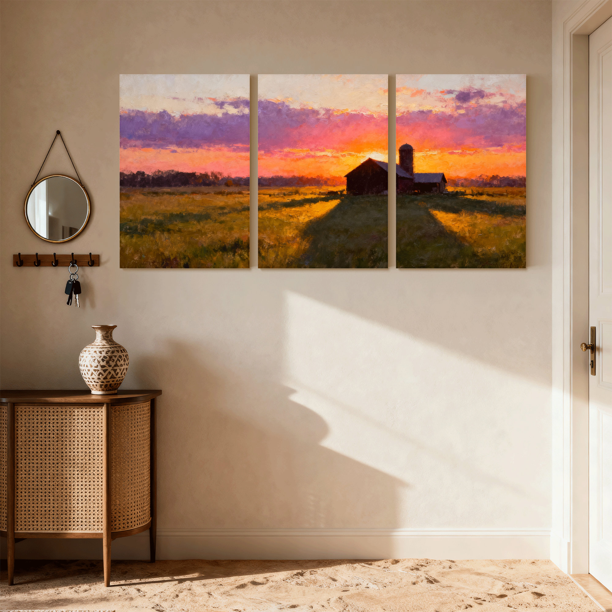 Gracie Oaks Scenic & Cityscapes Sunset Barn Field Sky Colors Landscape ...