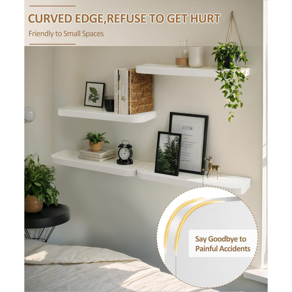 Millwood Pines Wood Floating Shelves for Wall, 24 Inch Wall Mounted ...