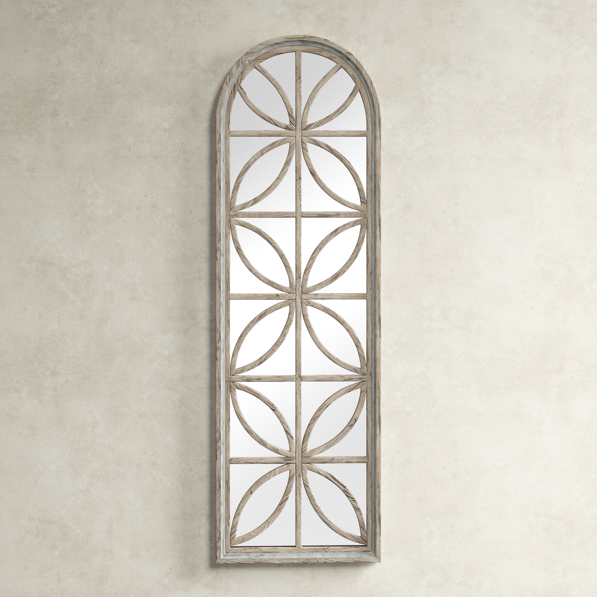 Birch Lane™ Blasius Arched Wood Framed Mirror with Petal Design ...