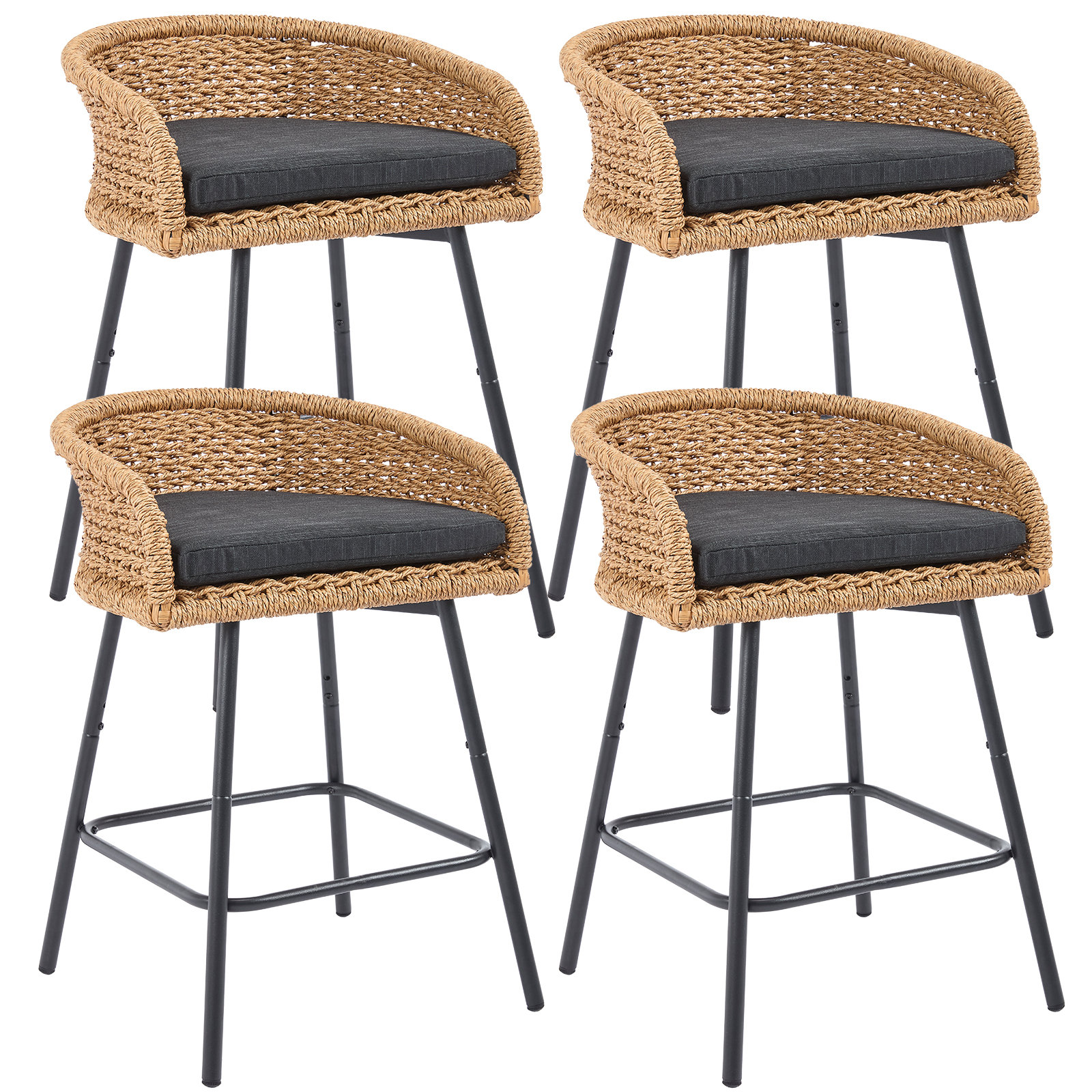 Bay Isle Home™ Outdoor Upholstered Bar Stools With Removable Cushions ...