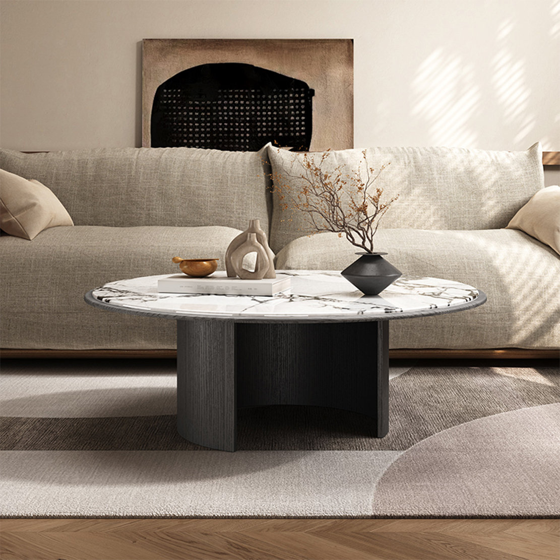 Trentastic Trails Table basse simple en pierre micro-cristalline ...