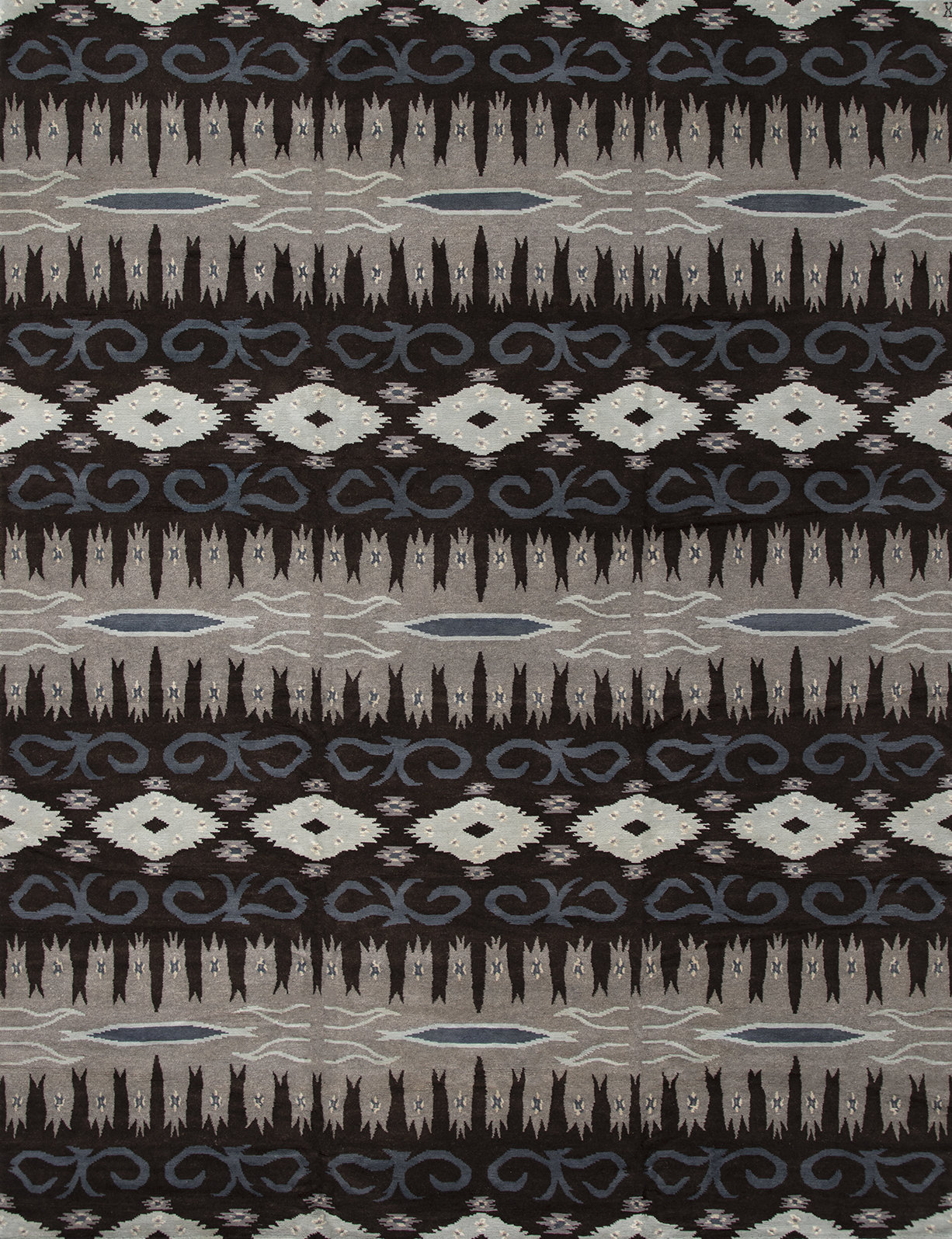 New Moon Rugs Mesa Southwestern Hand-Knotted Wool Area Rug in Gray ...