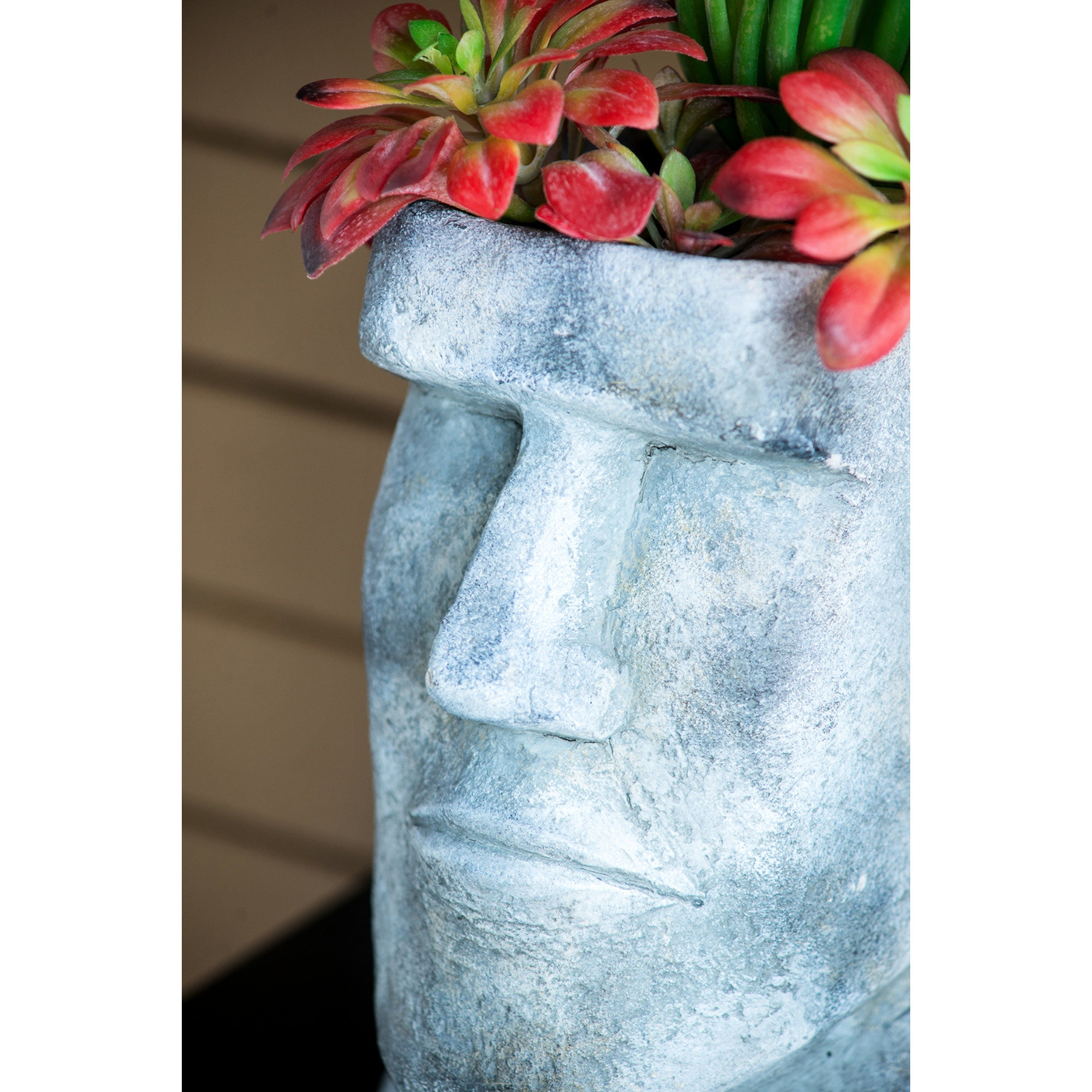 Arlmont & Co. Vytautas 9 Inch Gray Easter Island Cement Planter For ...