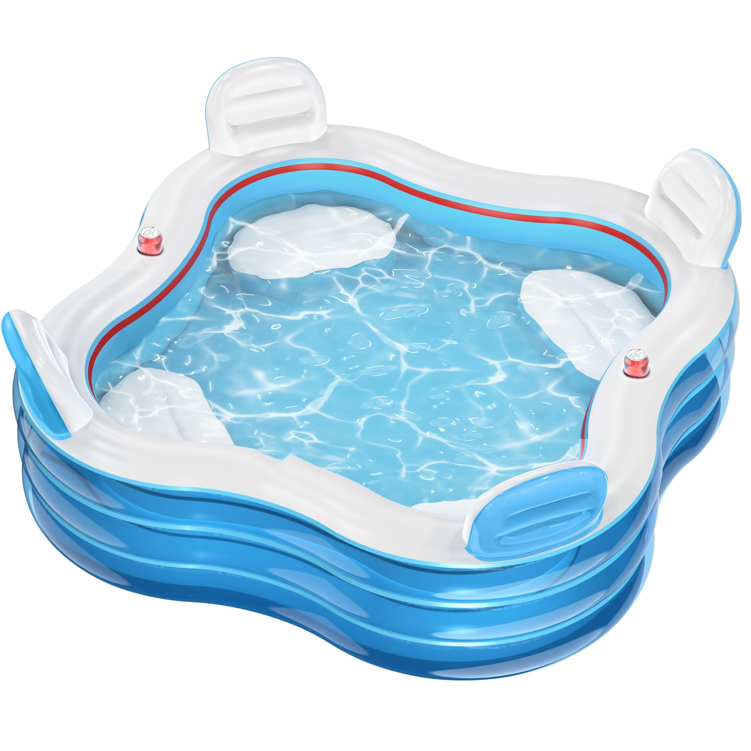 OLHAV 80"L X 80"W X 30"H Full-Sized Blow Up Pool With Seats And ...