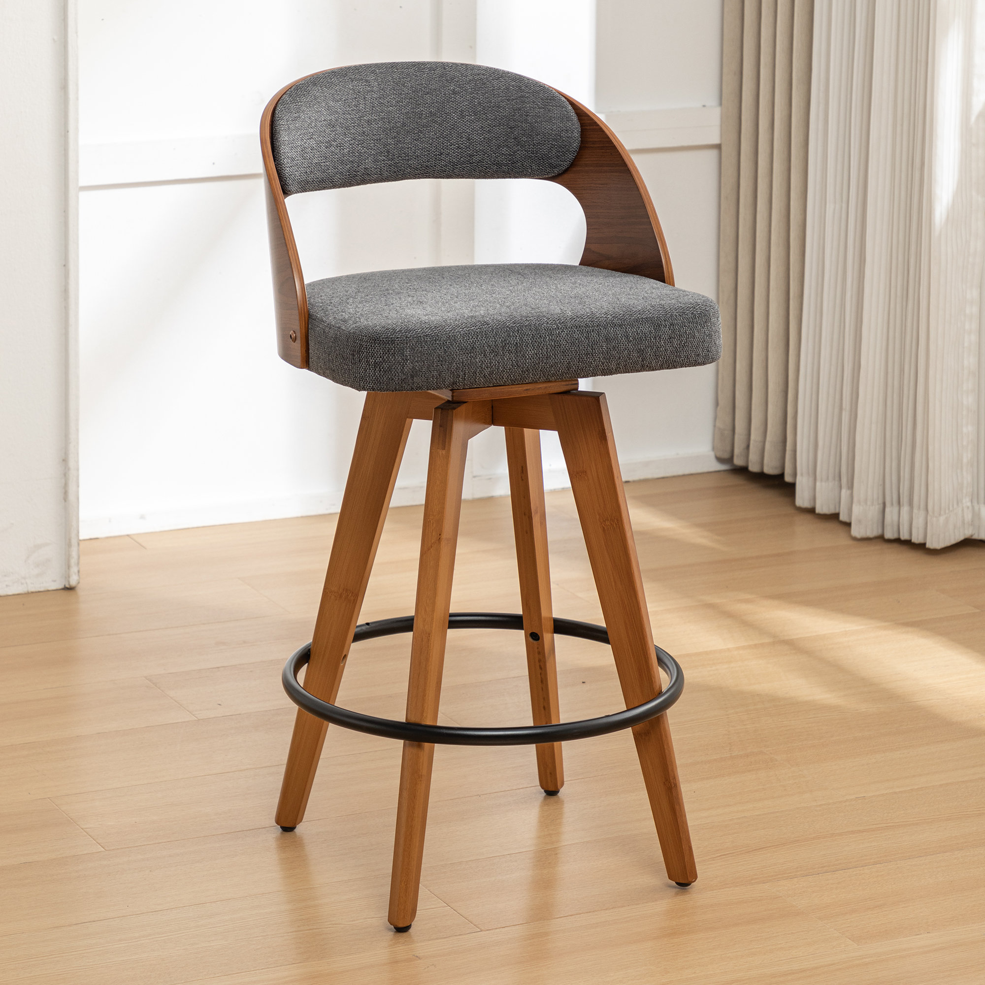 George Oliver Colley Modern Swivel Linen Counter Stool And Bar Stool ...