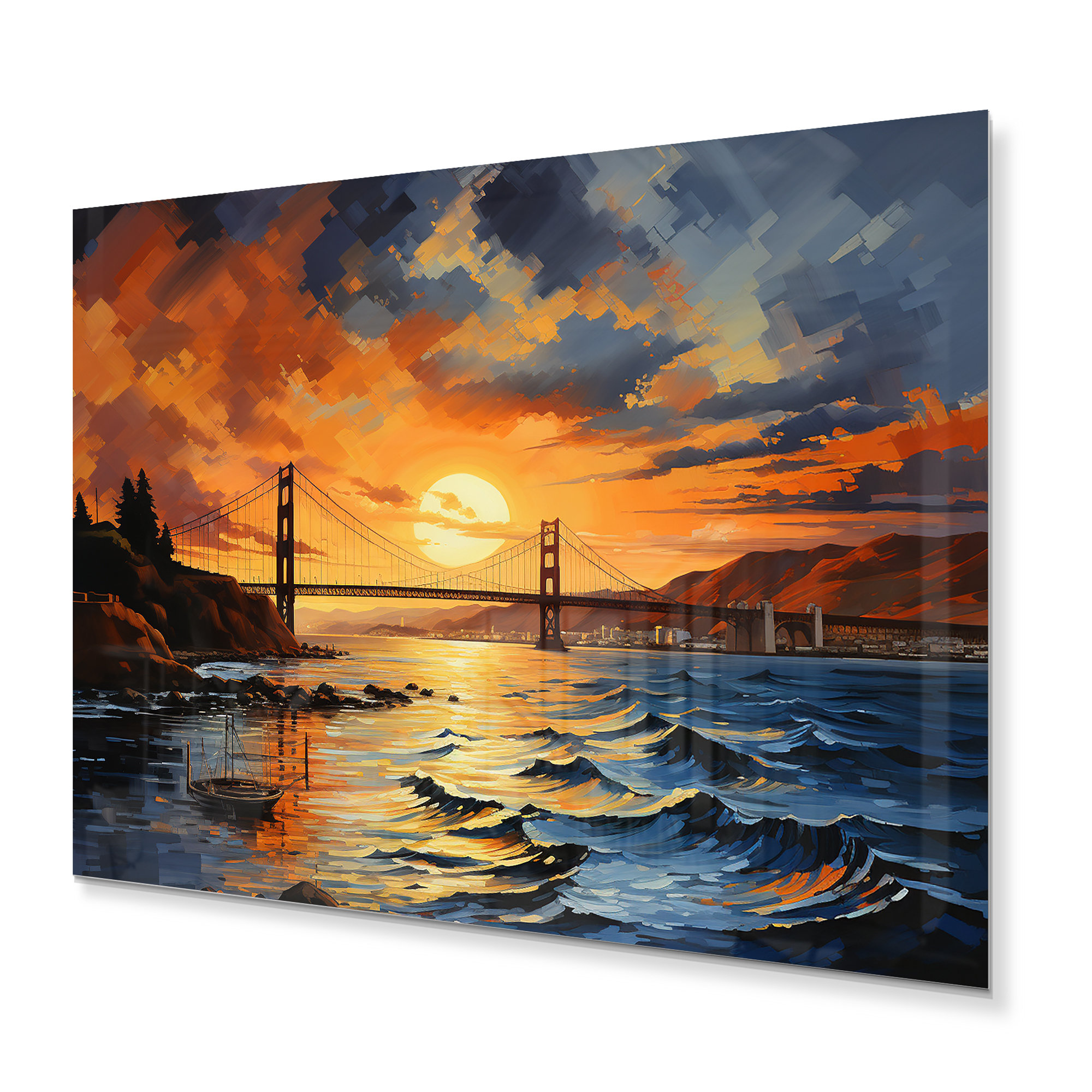 Latitude Run® Orange Bridge Golden Gateway Yellow I - Bridges Print on ...