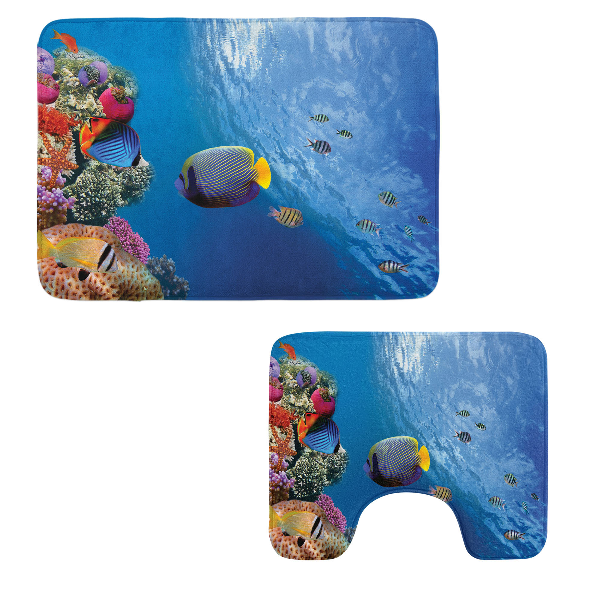 East Urban Home Ocean Life Bathroom Rug Set 2 Pieces Rectangle ...