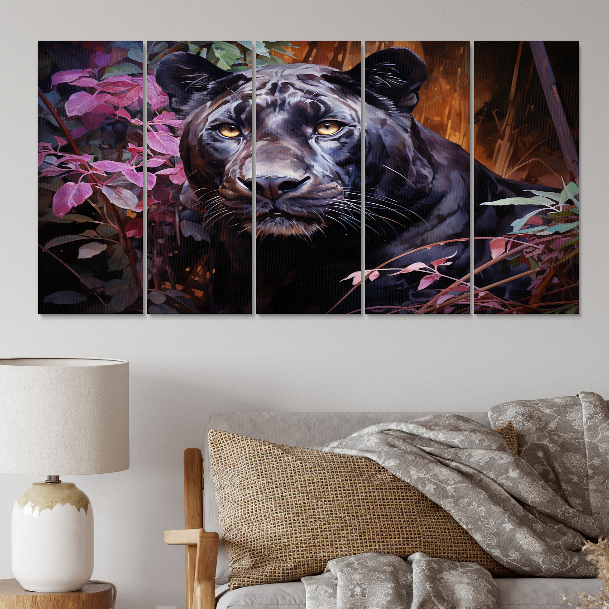 Winston Porter Purple Panther Romantic Twilight Watercolor - Animals ...