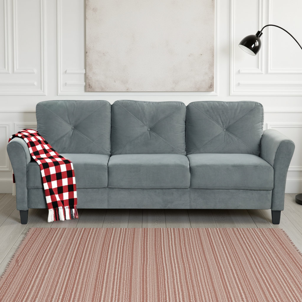 Time Apparel Modular Velvet Sectional Sofa, Plush 3-Seater with ...