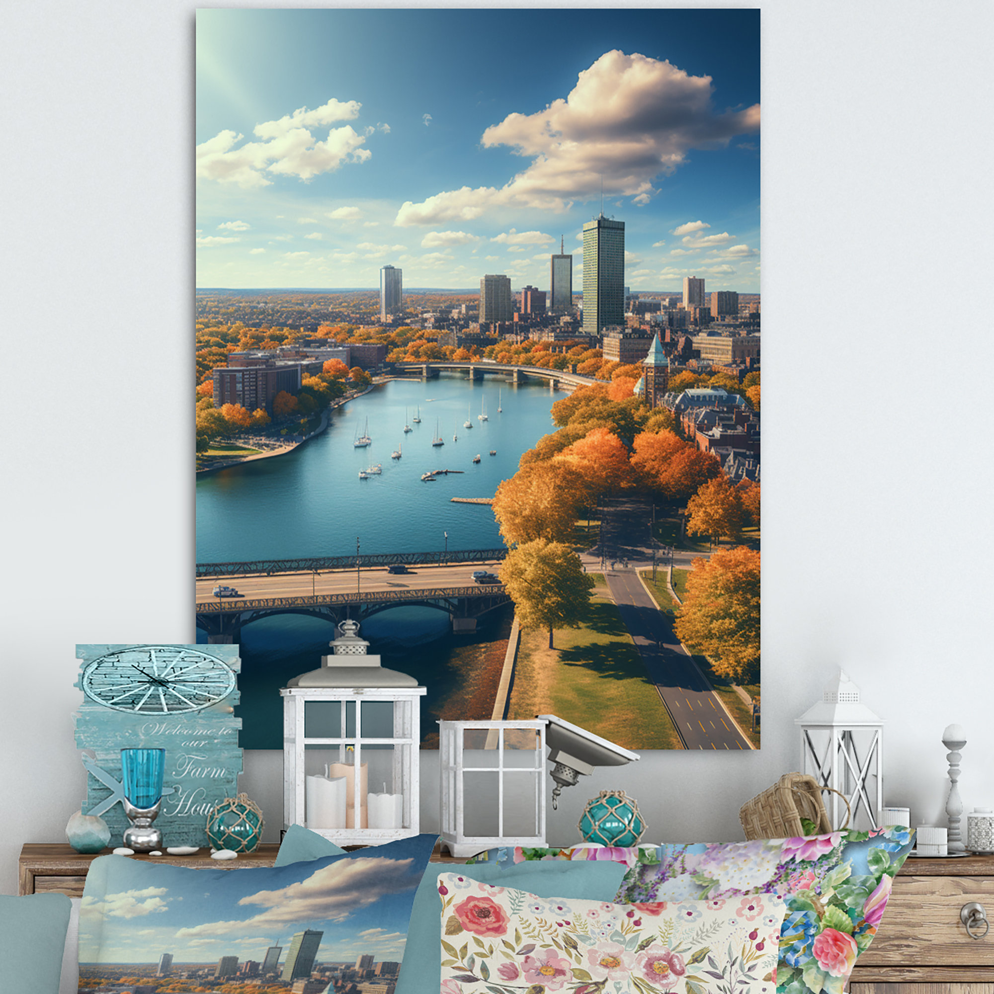 Latitude Run® Boston Beautiful Cityscape Spot II - Cityscapes Wall Art ...