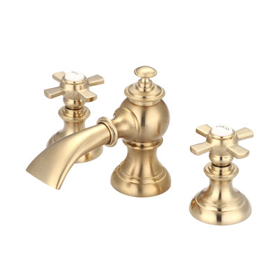 Water Creation Flat Cross Widespread Bathroom Faucet with Drain ...