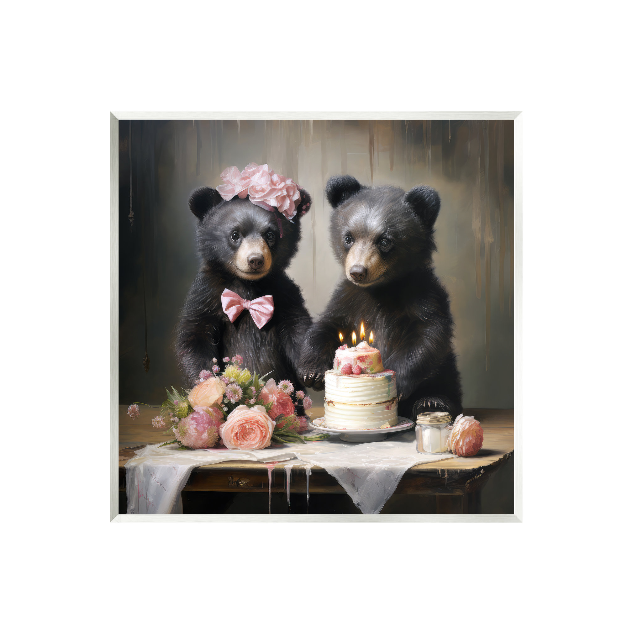 Stupell Industries Az-192-Framed Birthday Cake Bears by Ray Powers ...