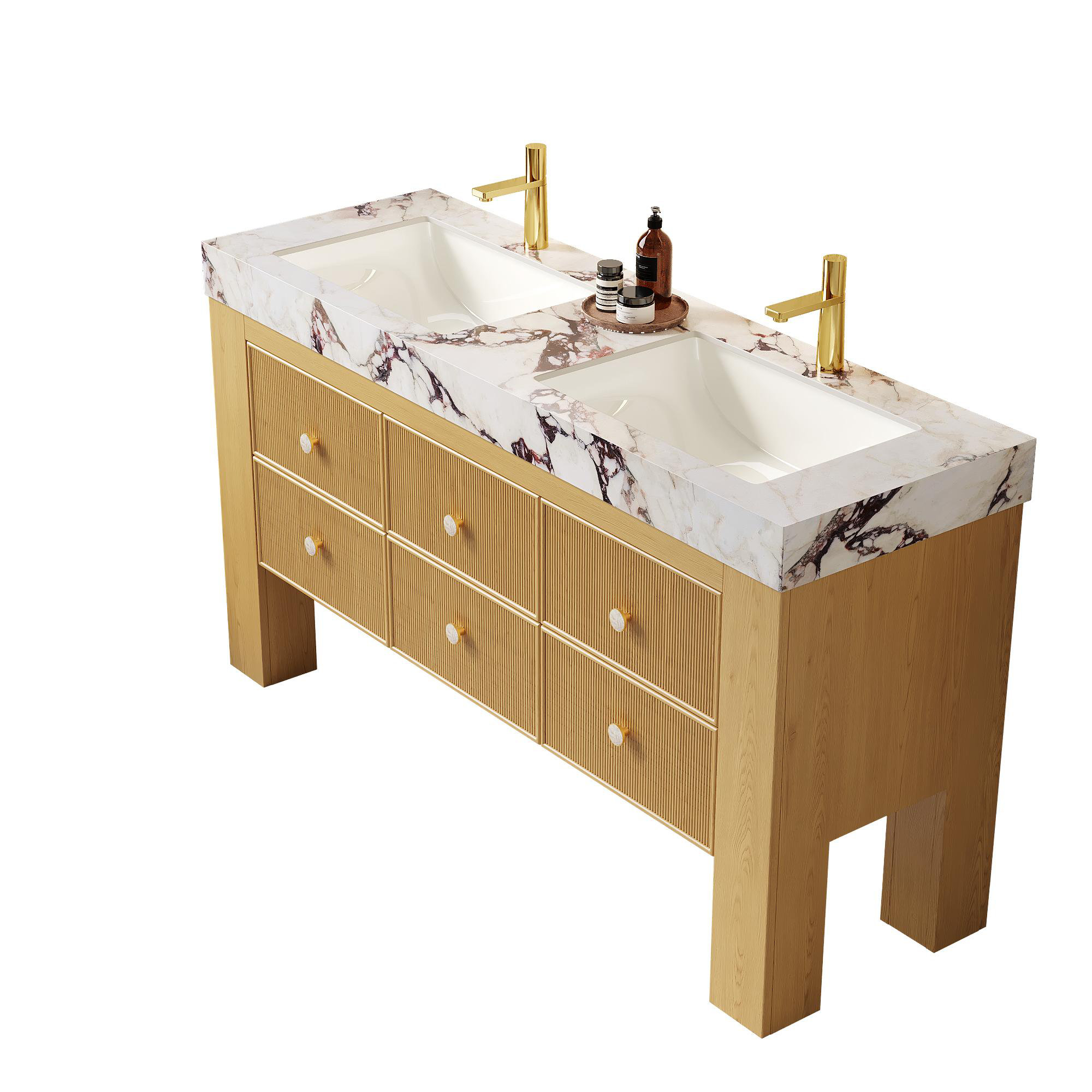 Hokku Designs 60" Double Basin Design Bathroom Vanity with Countertop ...