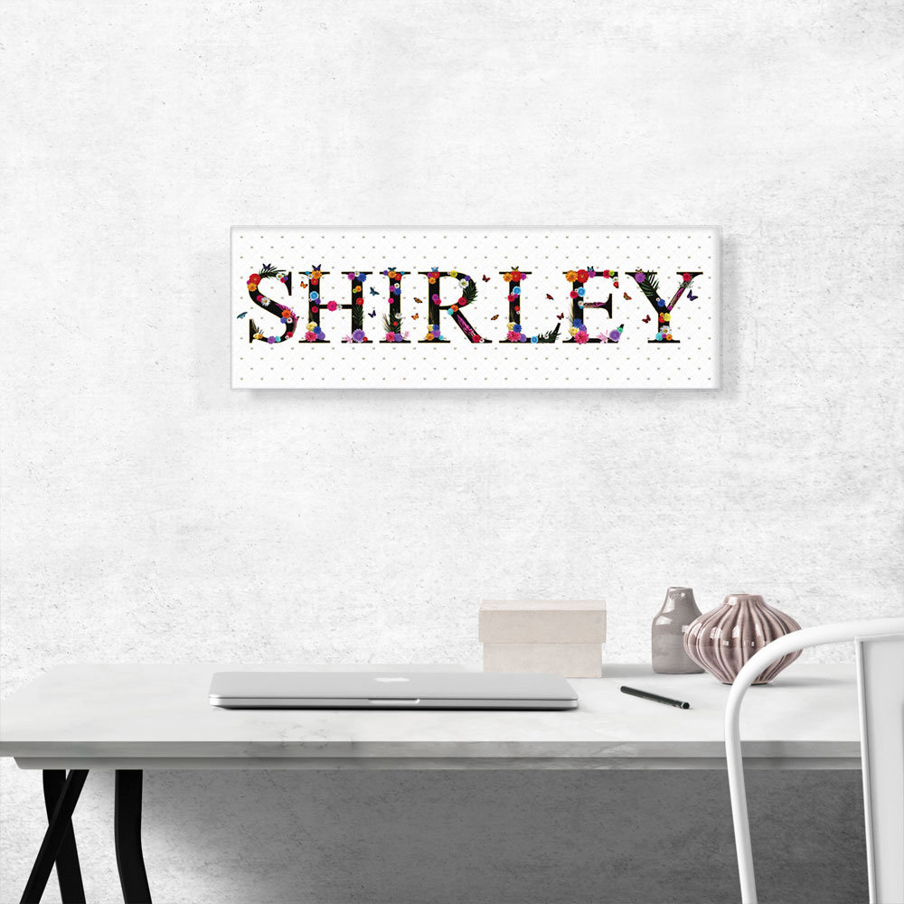 ARTCANVAS SHIRLEY Girls Name - Wrapped Canvas Panoramic Textual Art ...