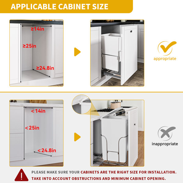 Balconera 37QT White Pull-Out Trash Can With Soft-Close Slides Slide ...