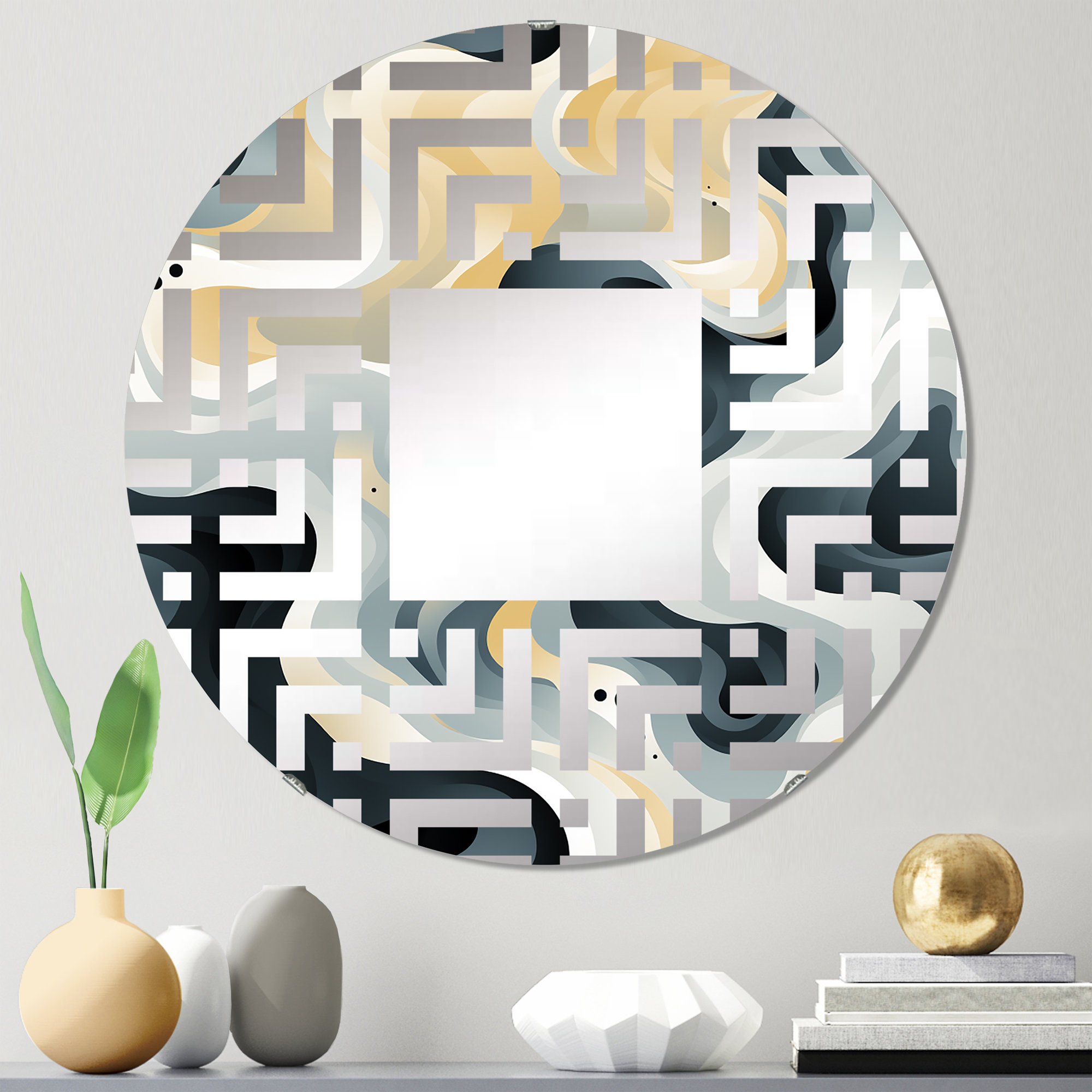 Design Art Whispering Abstraction II - Maze Decorative Mirror Circle ...