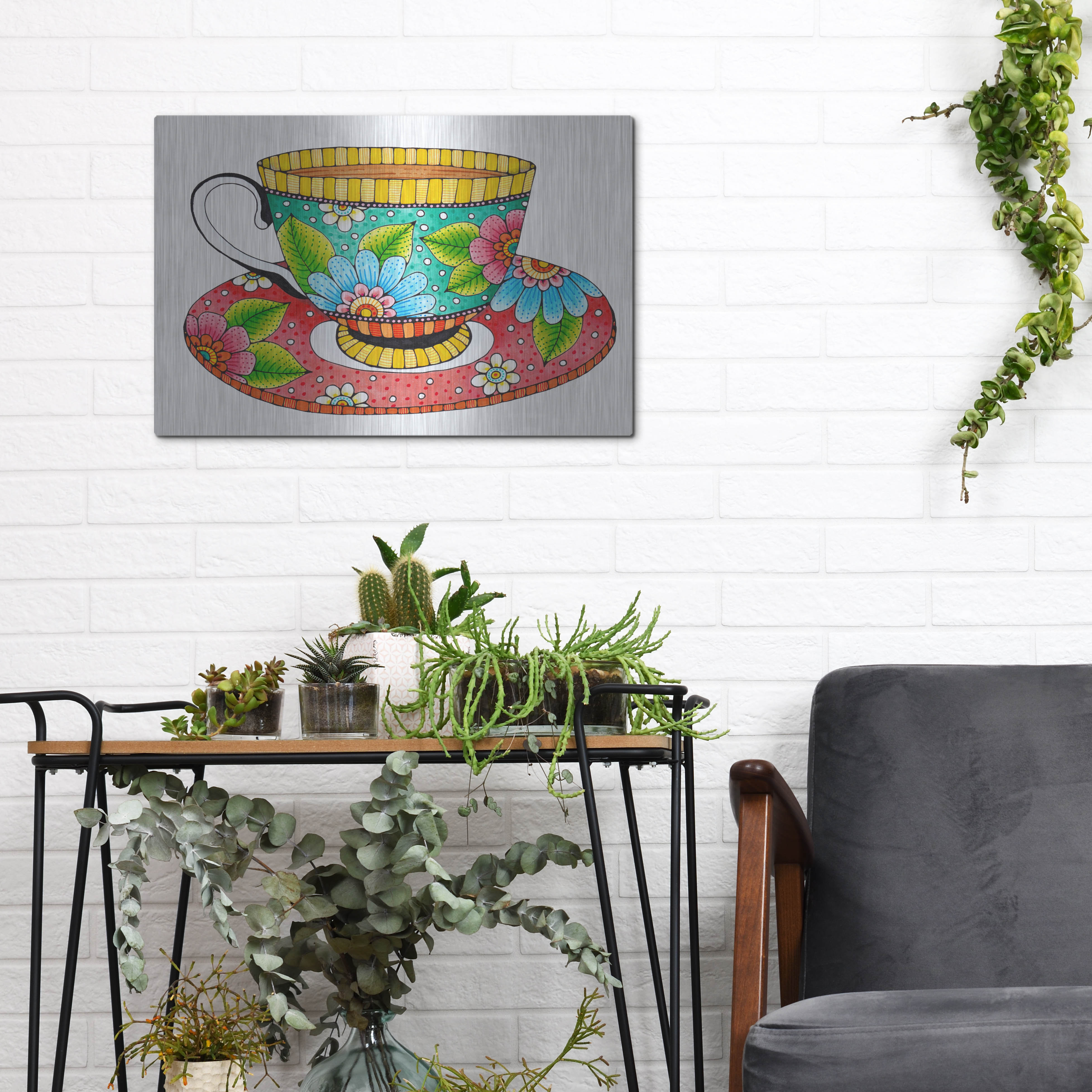 Red Barrel Studio® 'Coloured Teacup' by Hello Angel Metal Wall Art ...