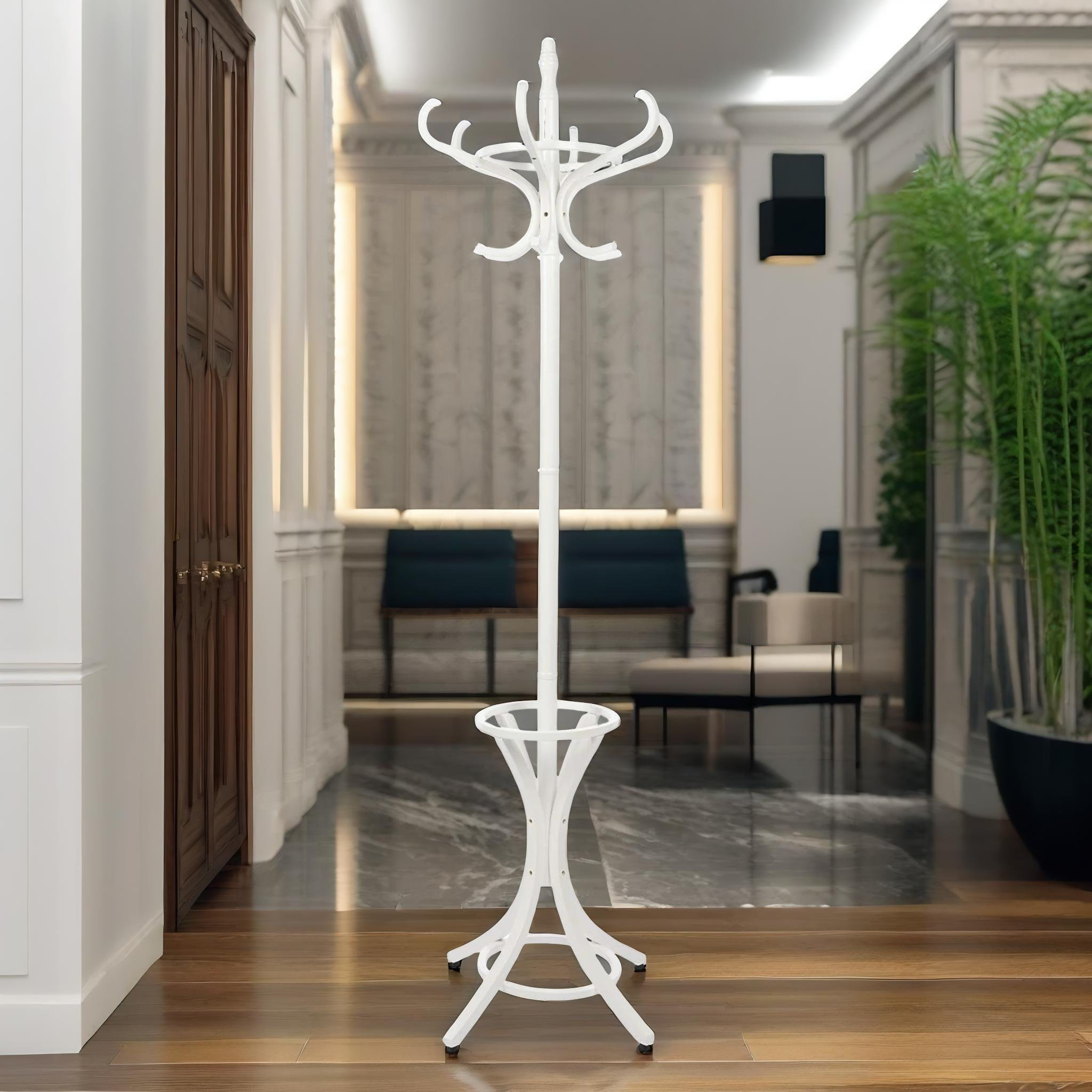 Mason Furniture White Wooden Coat Stand With 12 Hooks, Freestanding ...