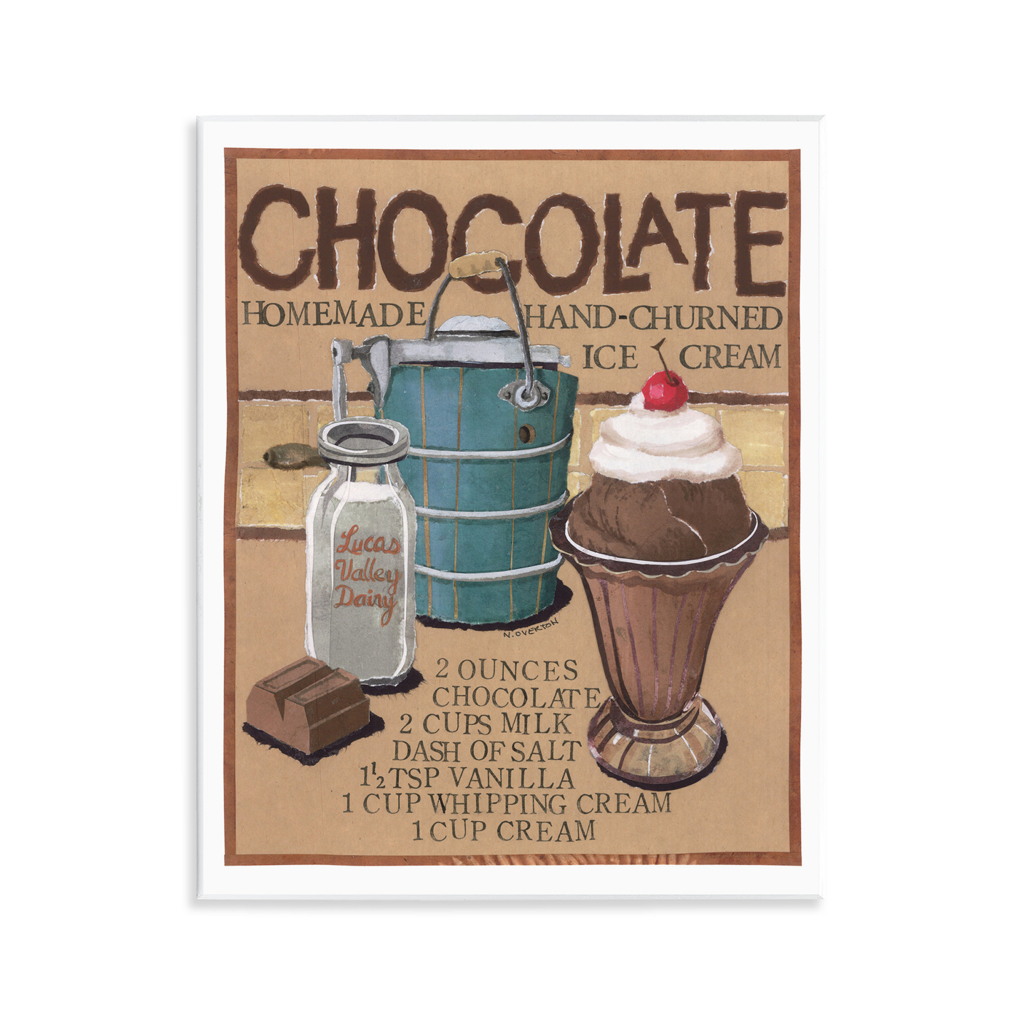 Stupell Industries Chocolate Ice Cream Wall Plaque Art by Nancy Overton ...