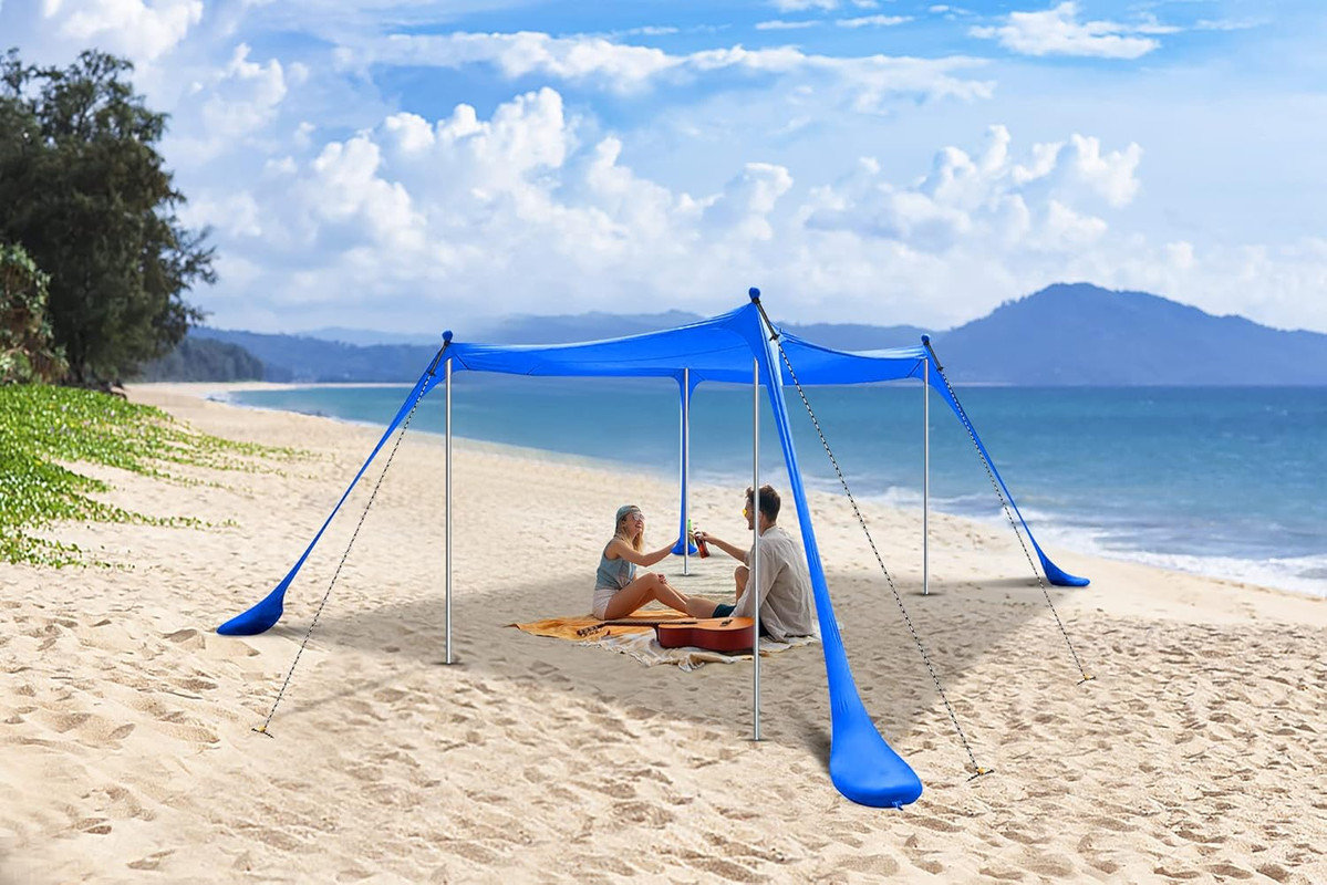 WGOS Portable Canopy Set, Beach Tent, Sun Shelter, UPF 50+ Canopy Set ...