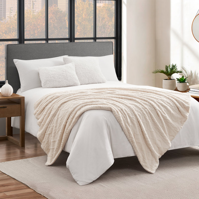 Lucky Brand Embossed Cable Reversible Faux Fur Premium Luxury Thow ...