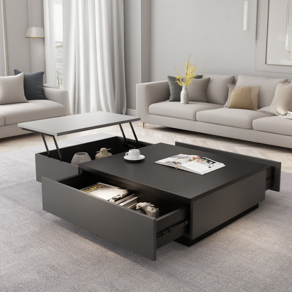 Latitude Run® Modern Rectangular Lift Top Coffee Table With Hidden ...