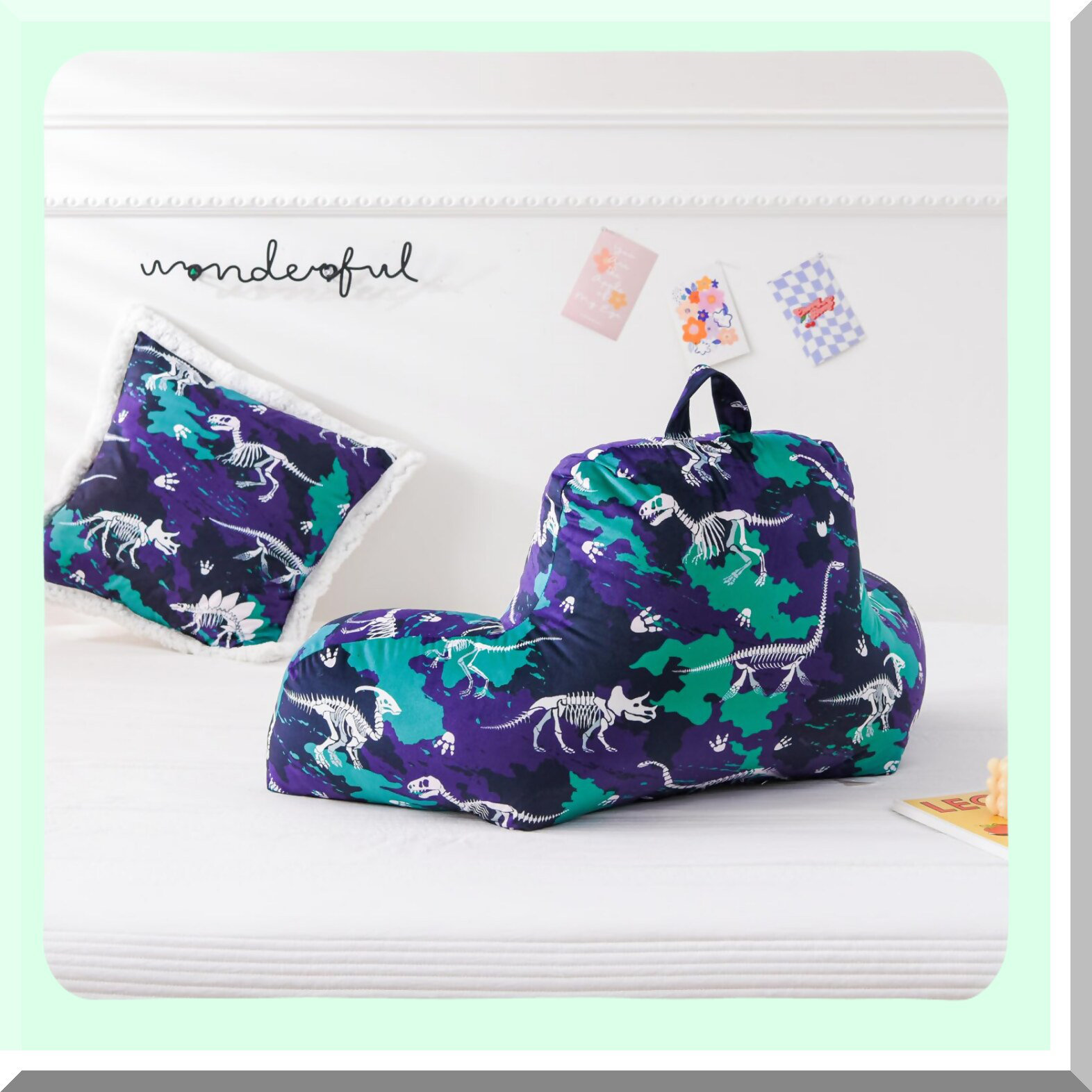 MODAIO DinoRest Back Support Pillow - Reading Wedge Bed Rest with Arms ...