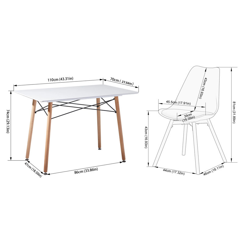 George Oliver Ivena Rectangular 43.31'' L x 27.56'' W Dining Set | Wayfair