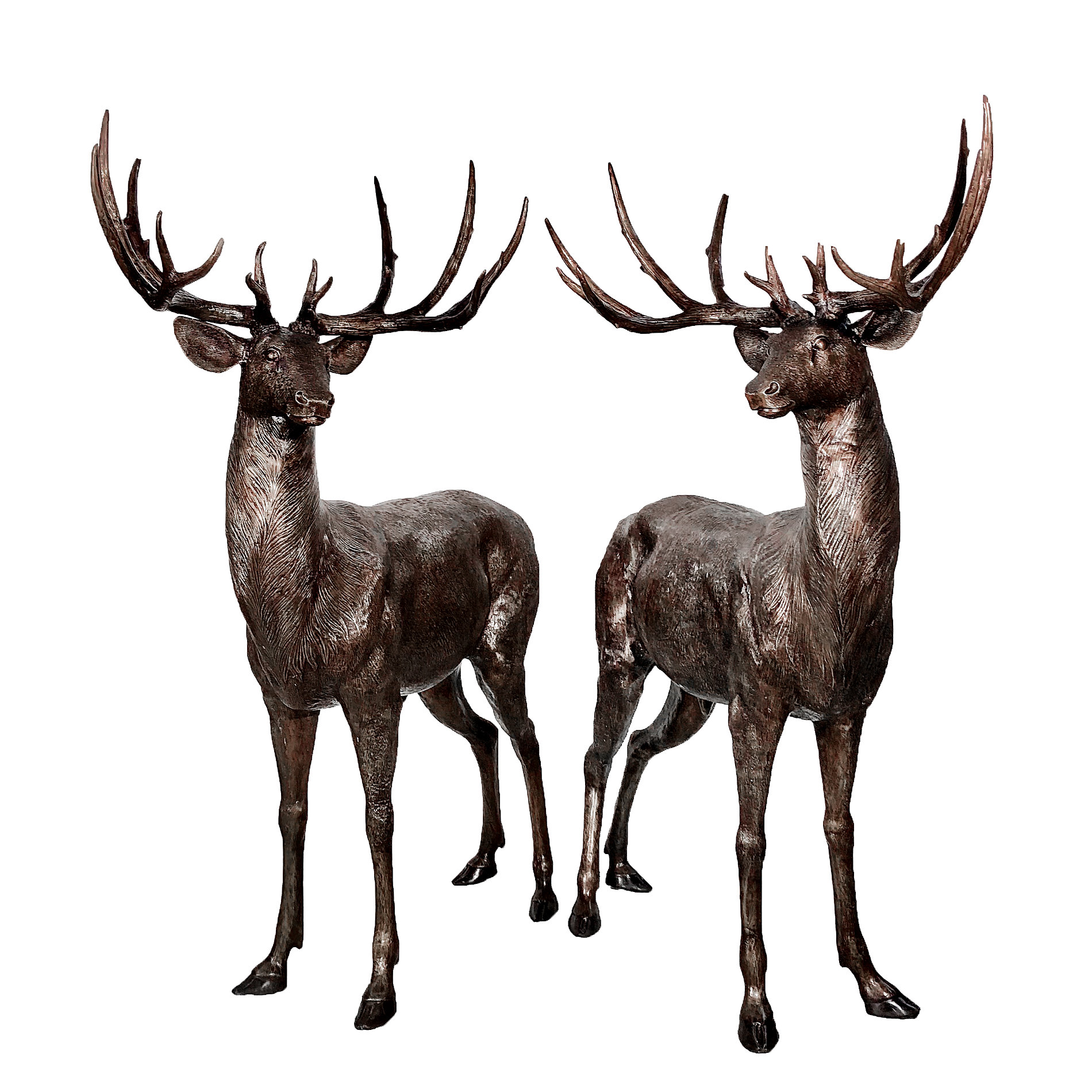 Metropolitan Galleries Bronze Stags Left & Right Sculpture Set | Wayfair