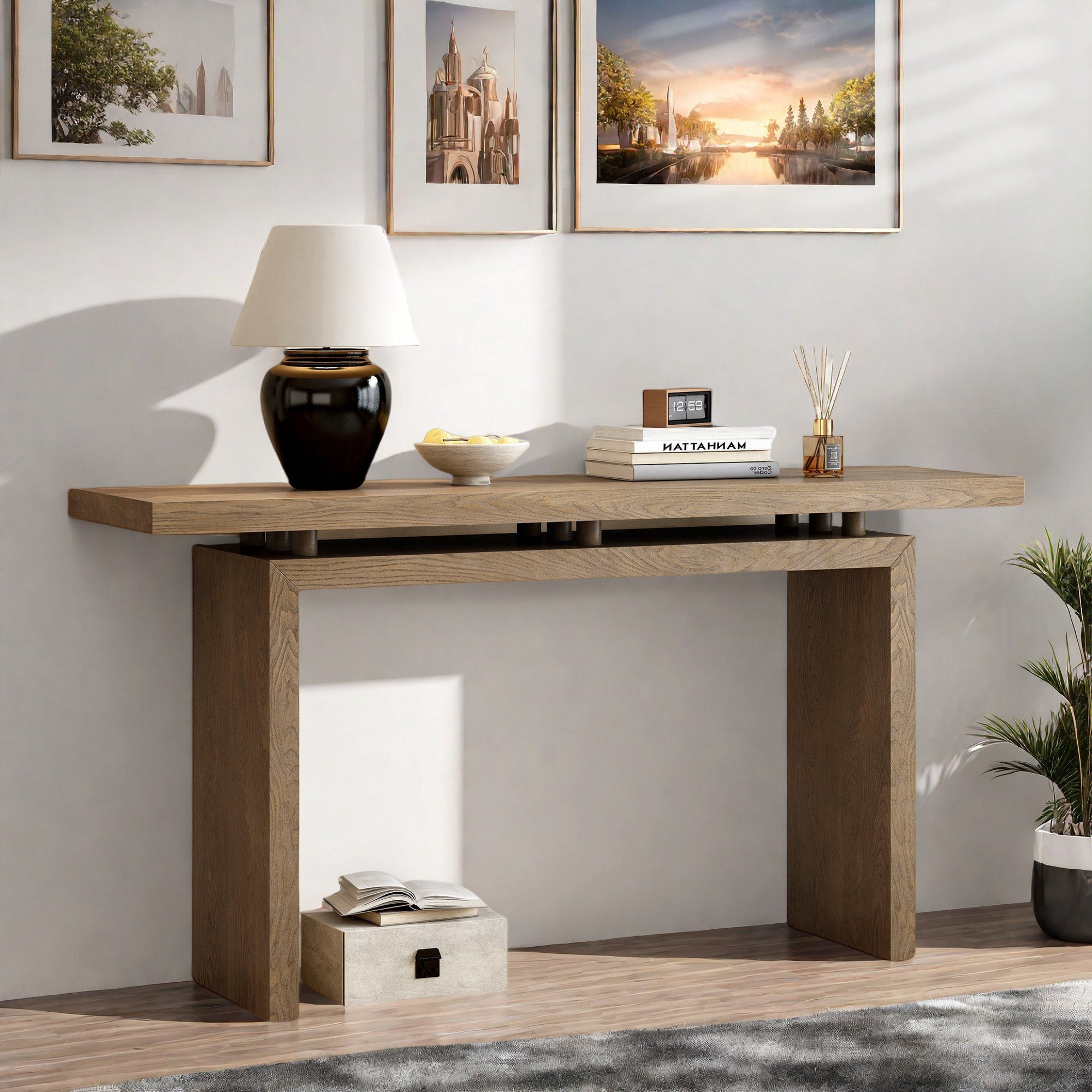 Latitude Run® Simple Console Table With Clever Tabletop Design And ...