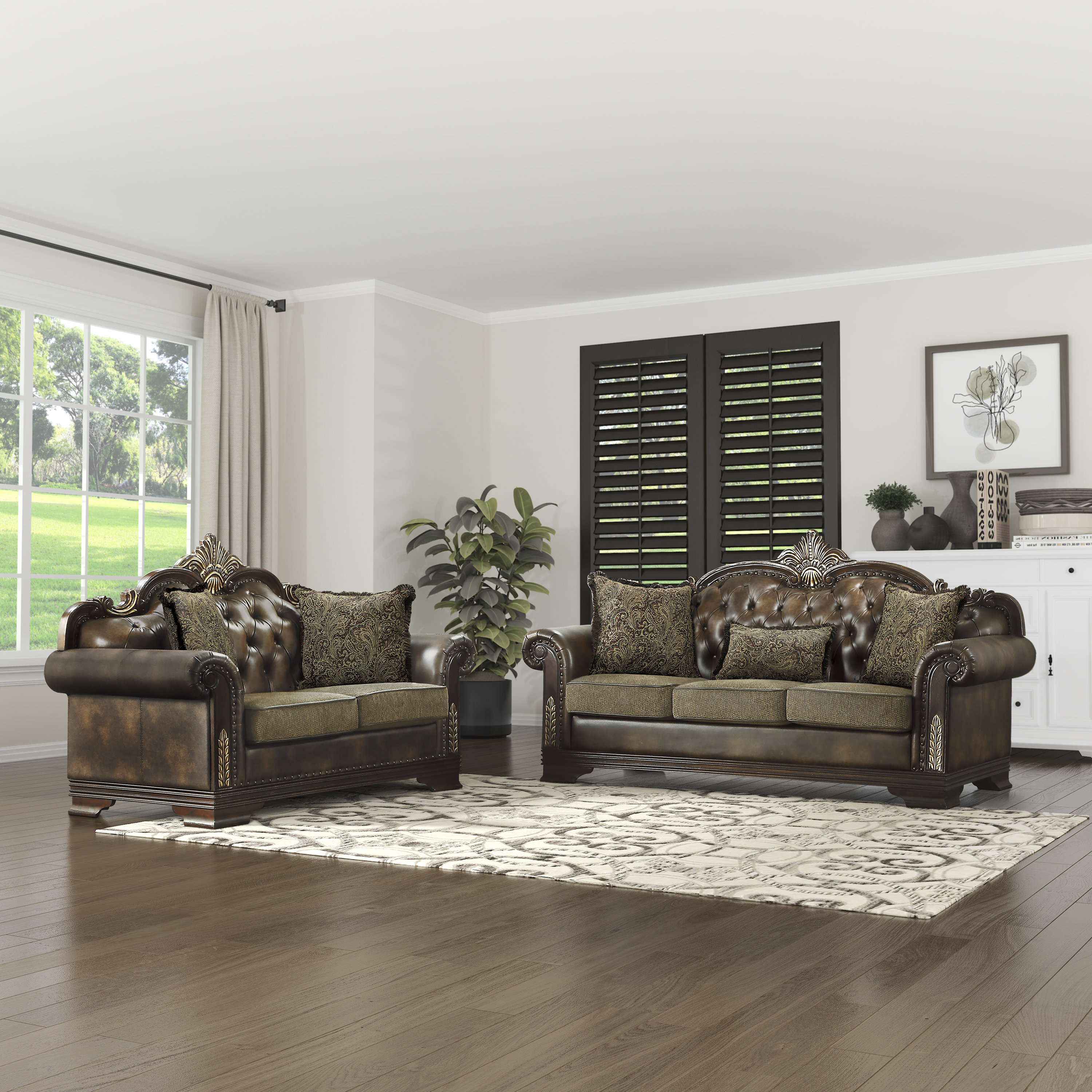 Astoria Grand Vega Traditional 2-Piece Living Room Set - Faux Leather ...