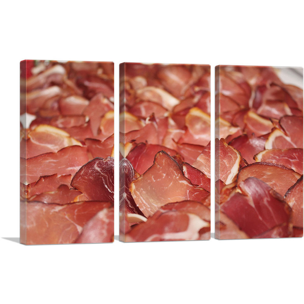 ARTCANVAS Ham Pattern Diner Restaurant Decor - 3 Piece Wrapped Canvas ...