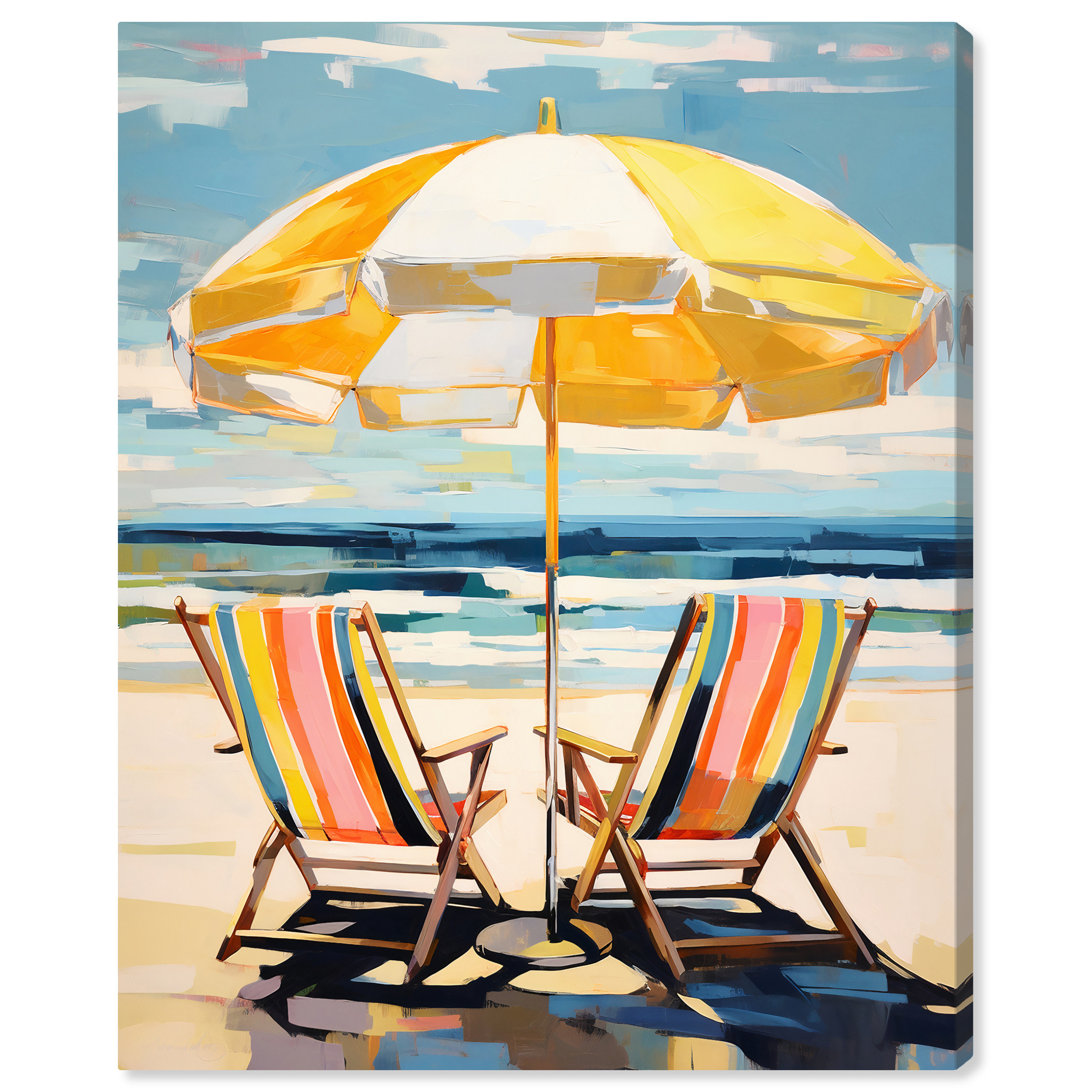 Dovecove Nautical and Coastal Beach for Two Coastal Yellow Canvas Wall ...