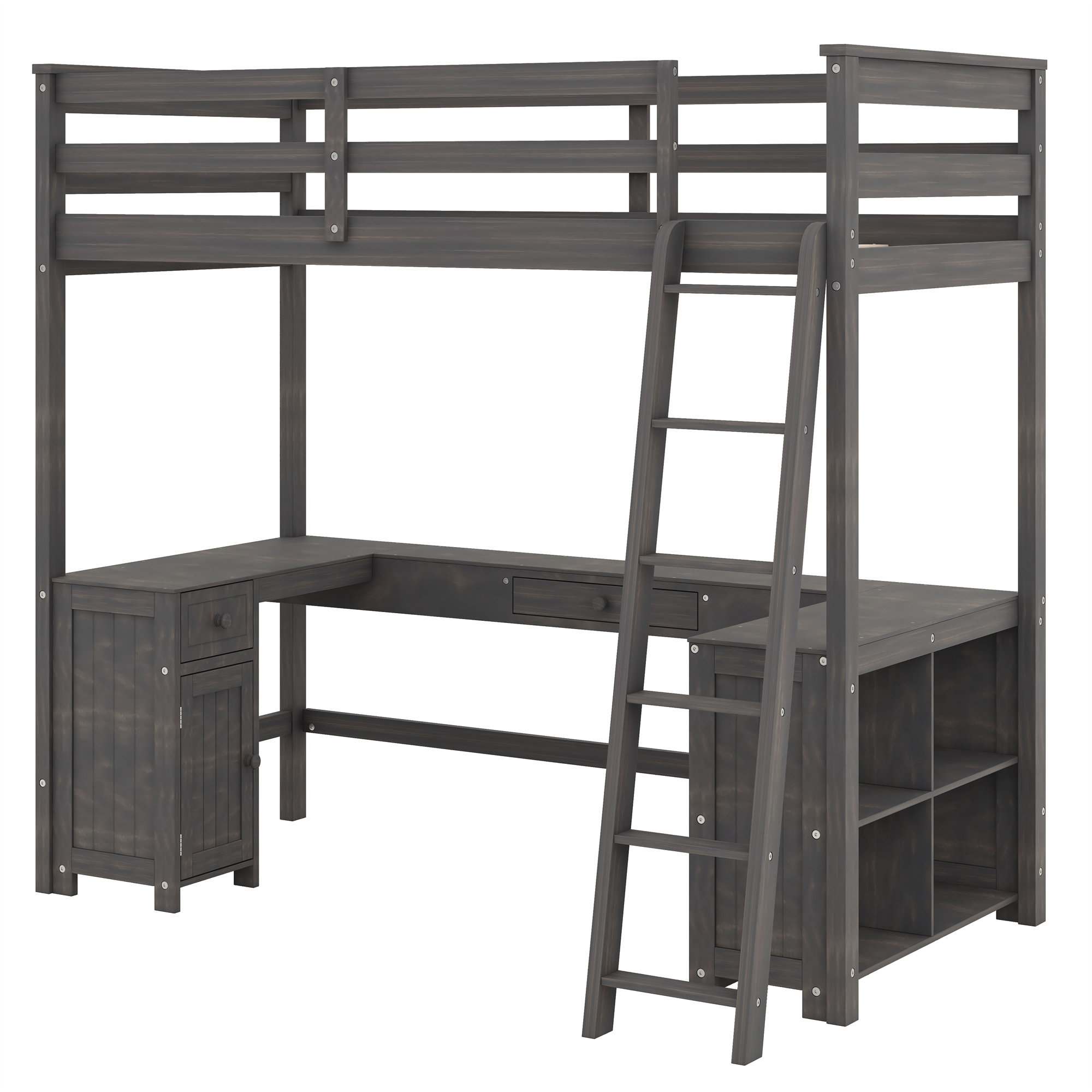 Harriet Bee Jersen Kids Full Loft Bed with Drawers | Wayfair