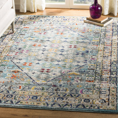 Langley Street Hertzler Oriental Blue/Light Gray Area Rug & Reviews ...