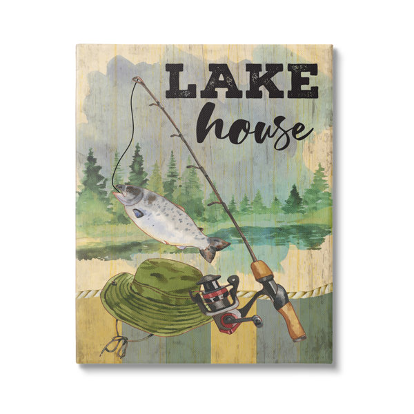 Stupell Industries " Lake House Fishing Angler Sign " | Wayfair