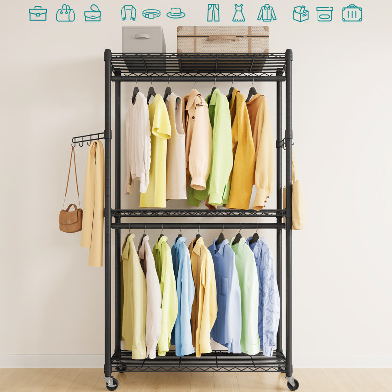 Latitude Run® 35.4-inch Wide Clothing Rack On Wheels | Wayfair
