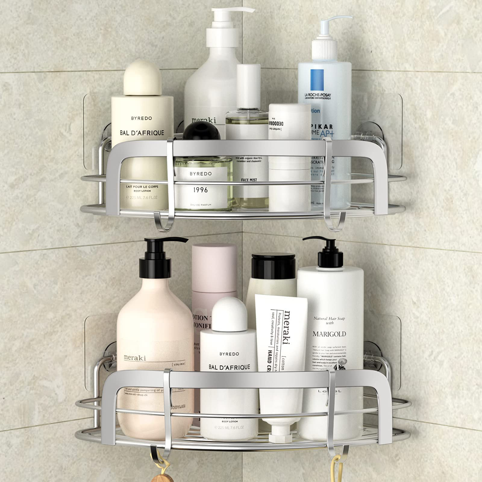 Rebrilliant Corner Shower Caddy, Adhesive Wall Mounted Bathroom Corner ...