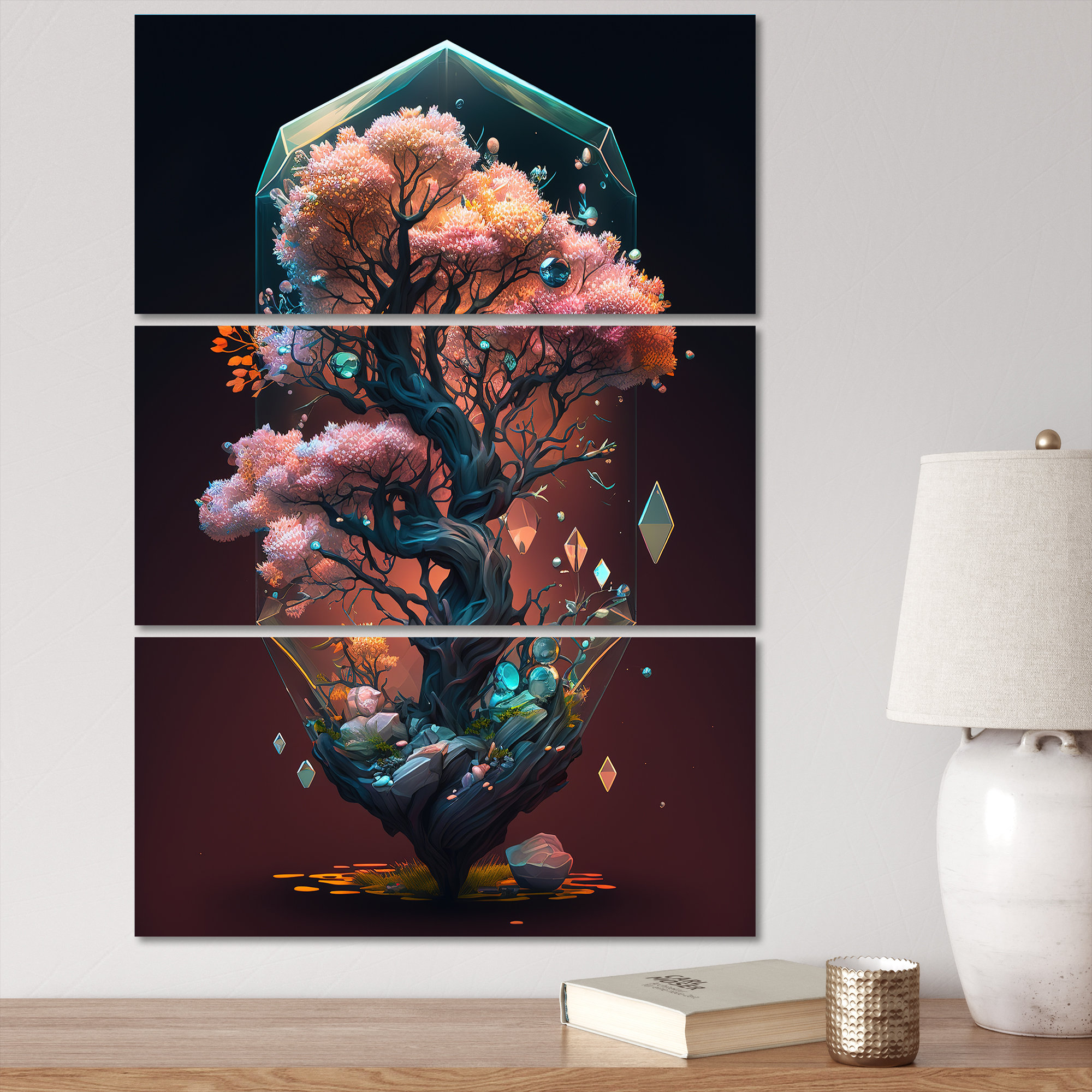 Wildon Home® Hexagon Bonsai Tree IV - Tree Bonsai Canvas Wall Art Set ...