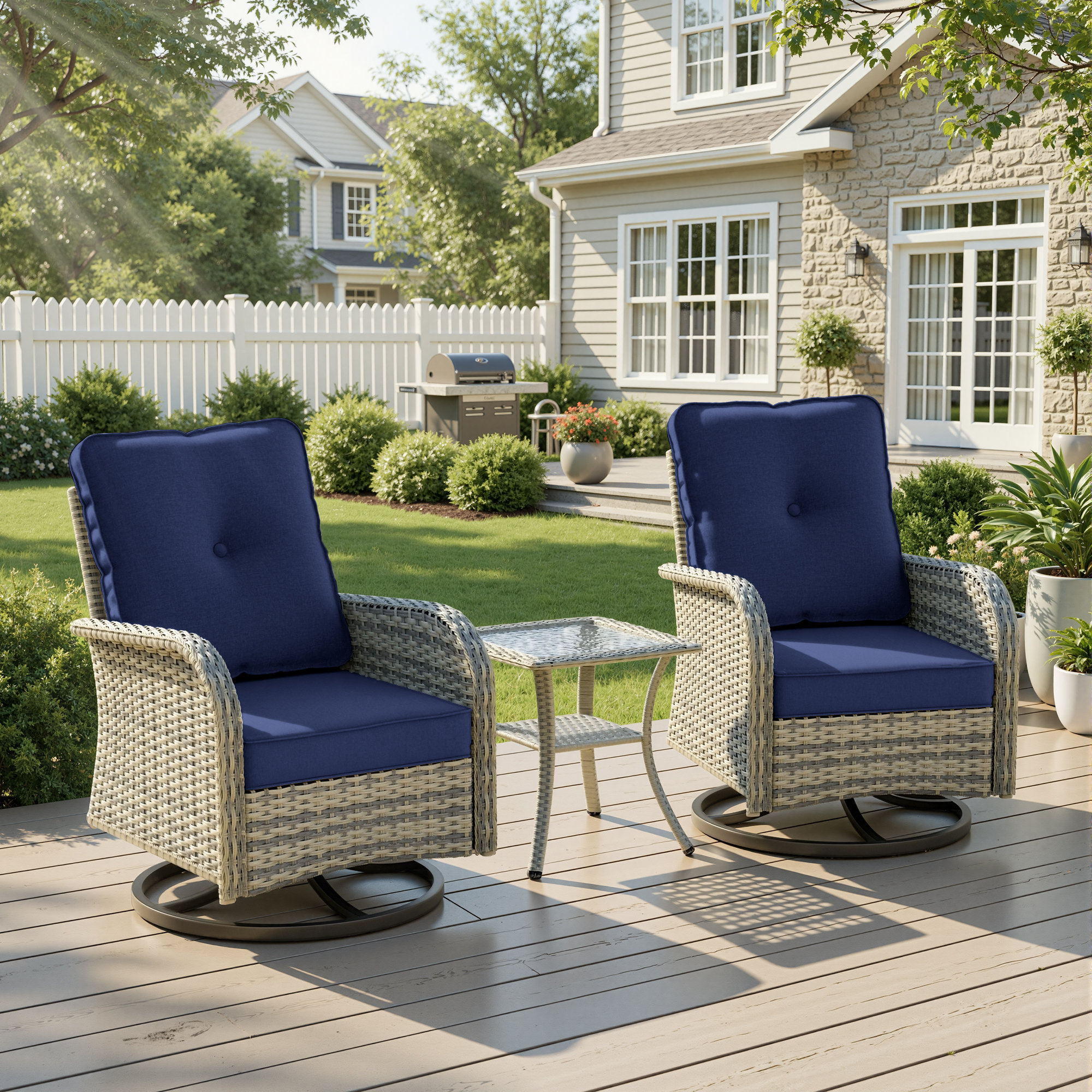 Latitude Run® Giblin 2-Person Patio Conversation Set With Rocking ...