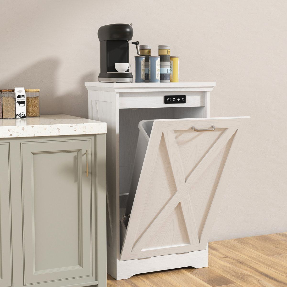 Betterhood Havant Kitchen Trash Cabinet Hidden Trash Can With ...