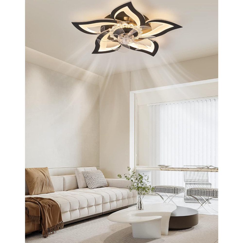 Orren Ellis Flower Ceiling Fans With Lights, Small 27 Inch Modern Lo ...