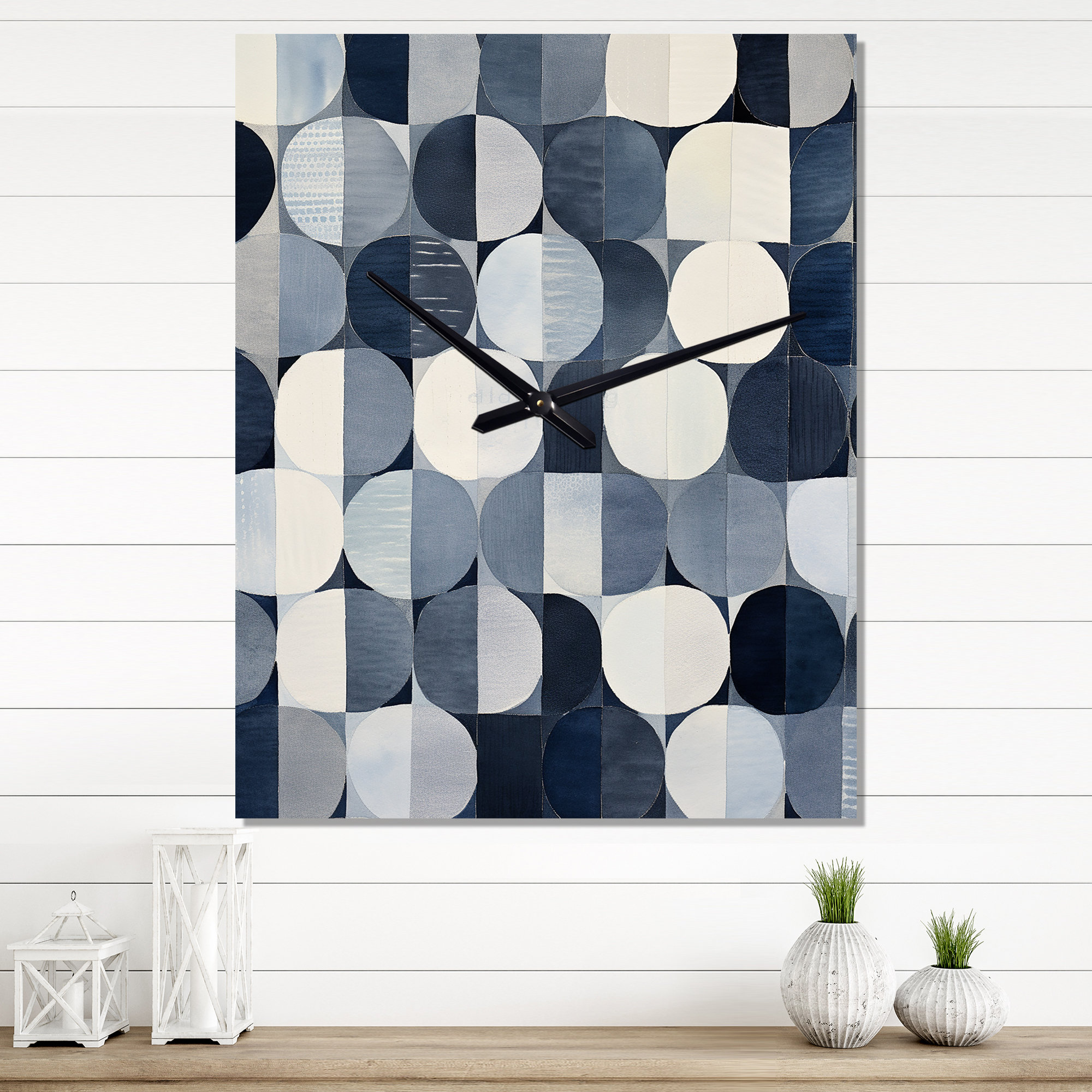 Design Art Circle Matrix Watercolor In Faded Retro Blue III - Modern ...