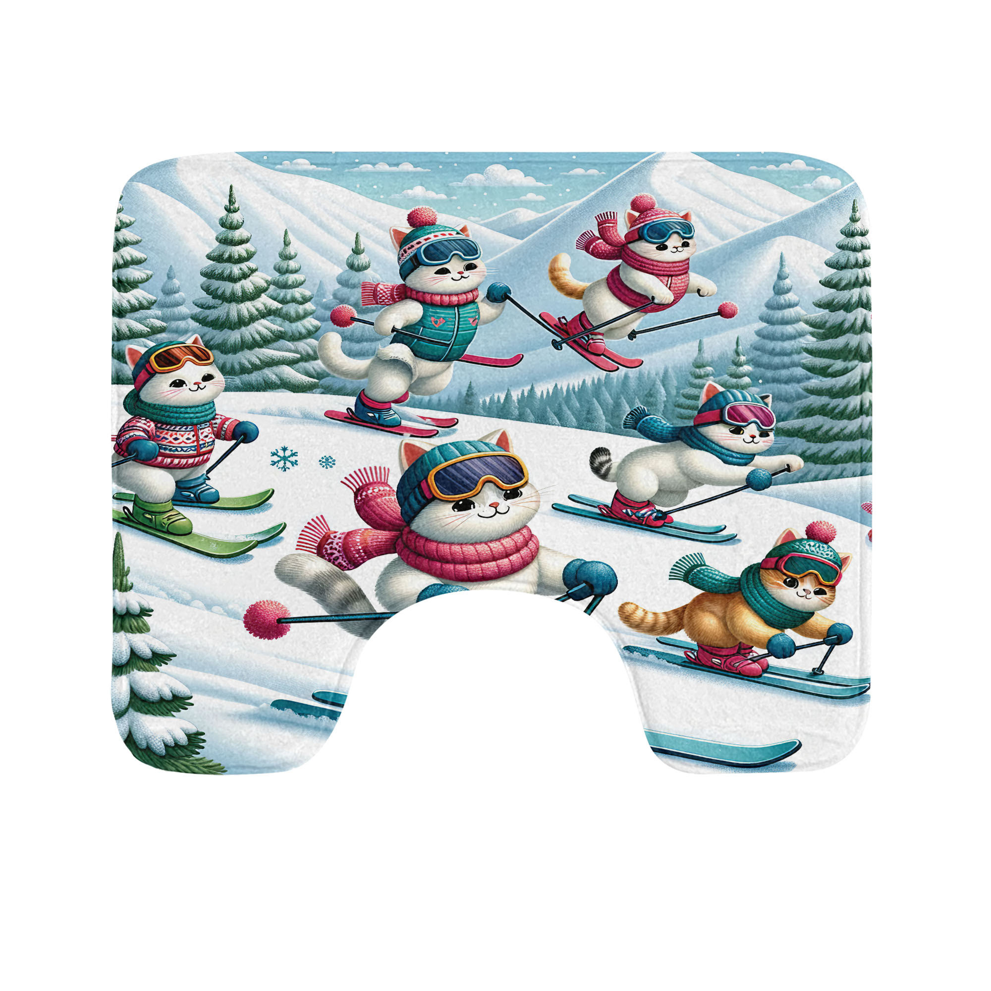 Dakota Fields Cat Toilet Mat U-Shape Bathroom Rug 20" Pale Blue ...