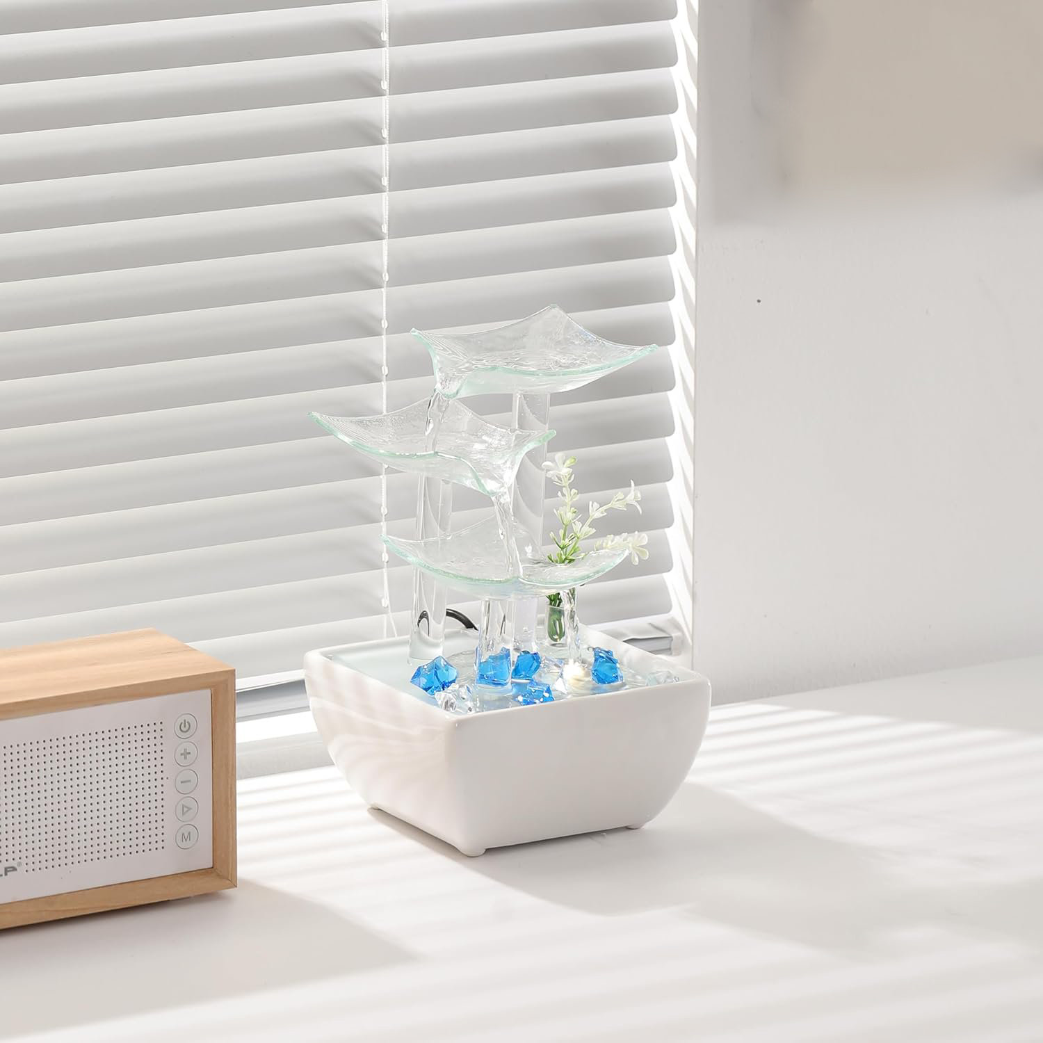 Ebern Designs Ceramic And Glass Tabletop Fountain | Wayfair